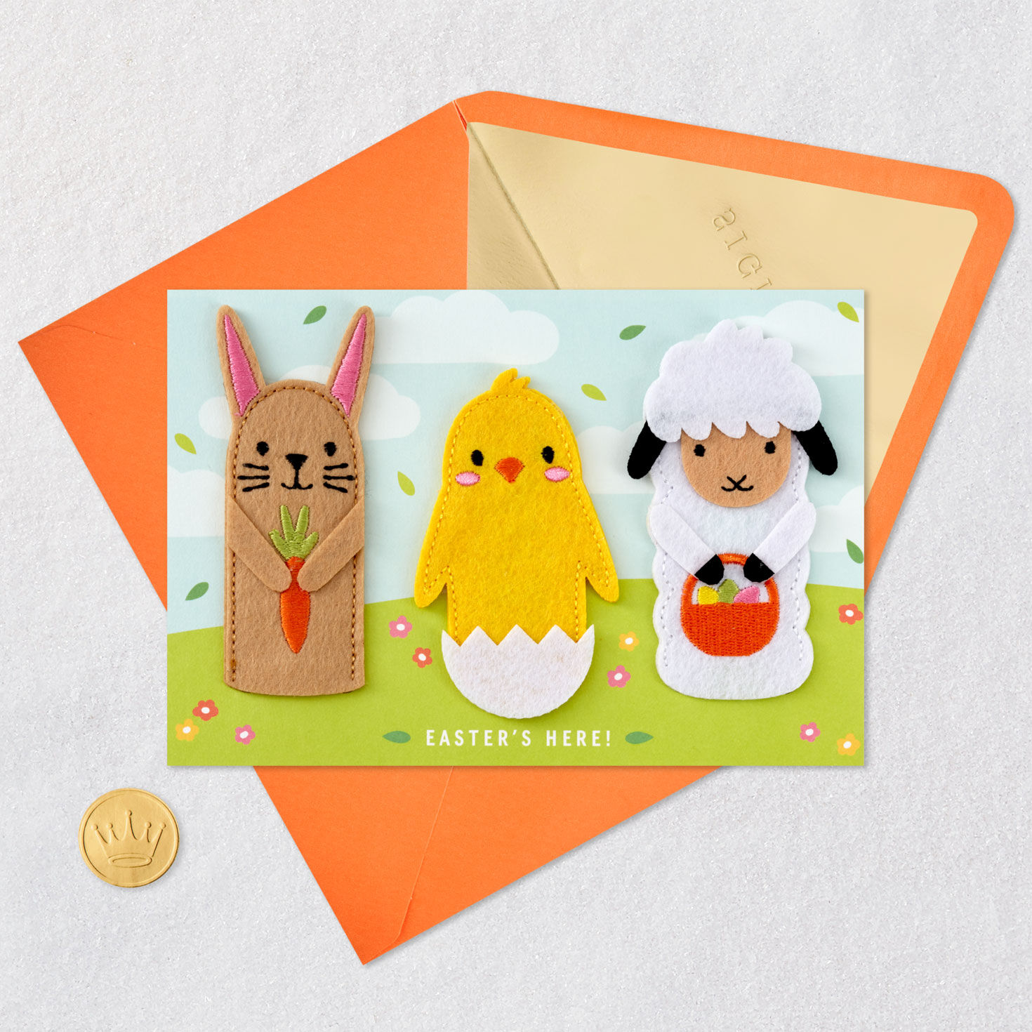 Treats and Sunshine Easter Card With Felt Finger Puppets - Greeting ...