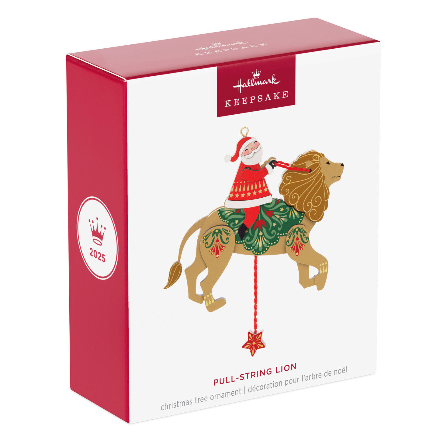 Pull-String Lion With Santa Wood Ornament - Keepsake Ornaments | Hallmark