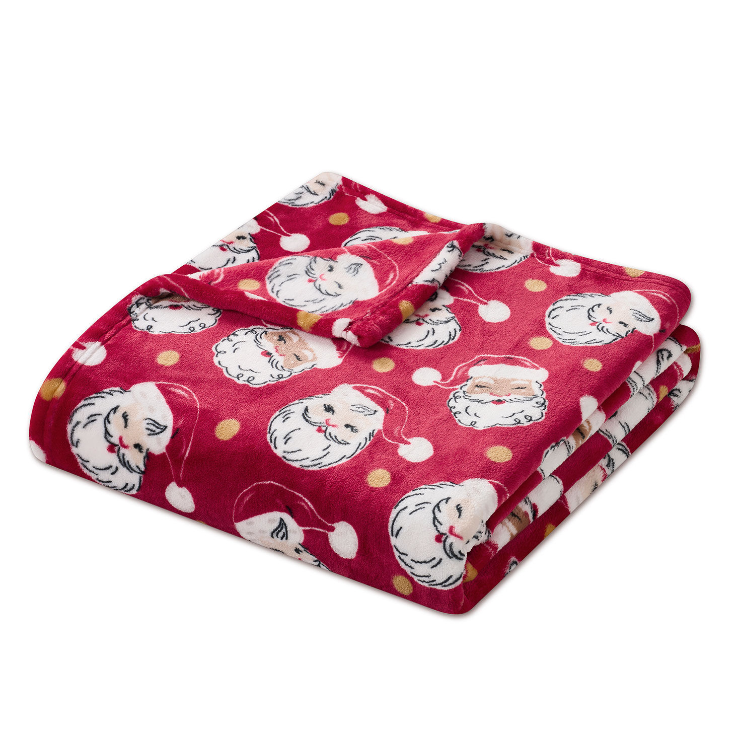 Santa Faces Red Plush Throw Blanket, 50x70 - Pillows & Blankets | Hallmark