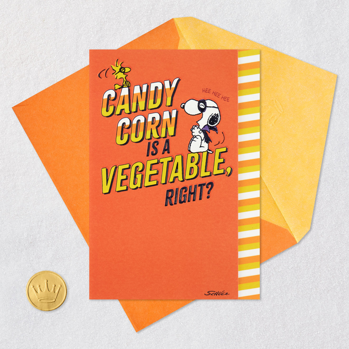Peanuts® Snoopy and Woodstock Candy Corn Funny Halloween Card ...