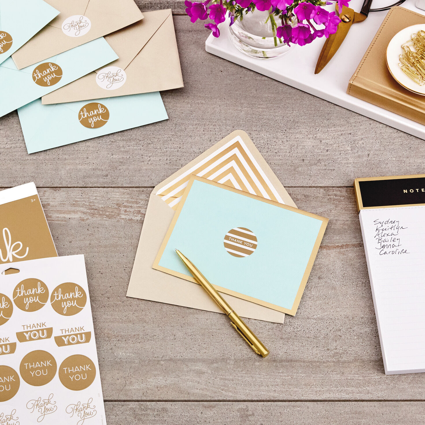 Gold Foil Thank-You Sticker Seals, 10 sheets - Note Cards & Stationery ...