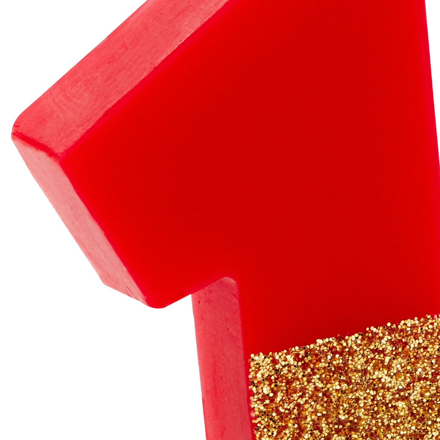 "1" Birthday Candle in Red With Gold Glitter - Cake Toppers & Candles ...