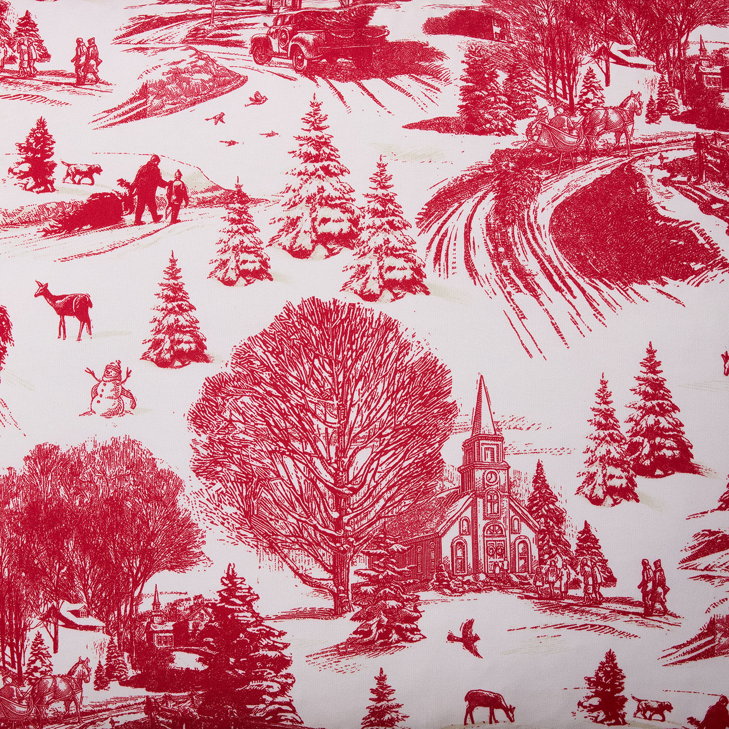 Red Holiday Toile Comforter Set With Shams and Pillow - Pillows ...