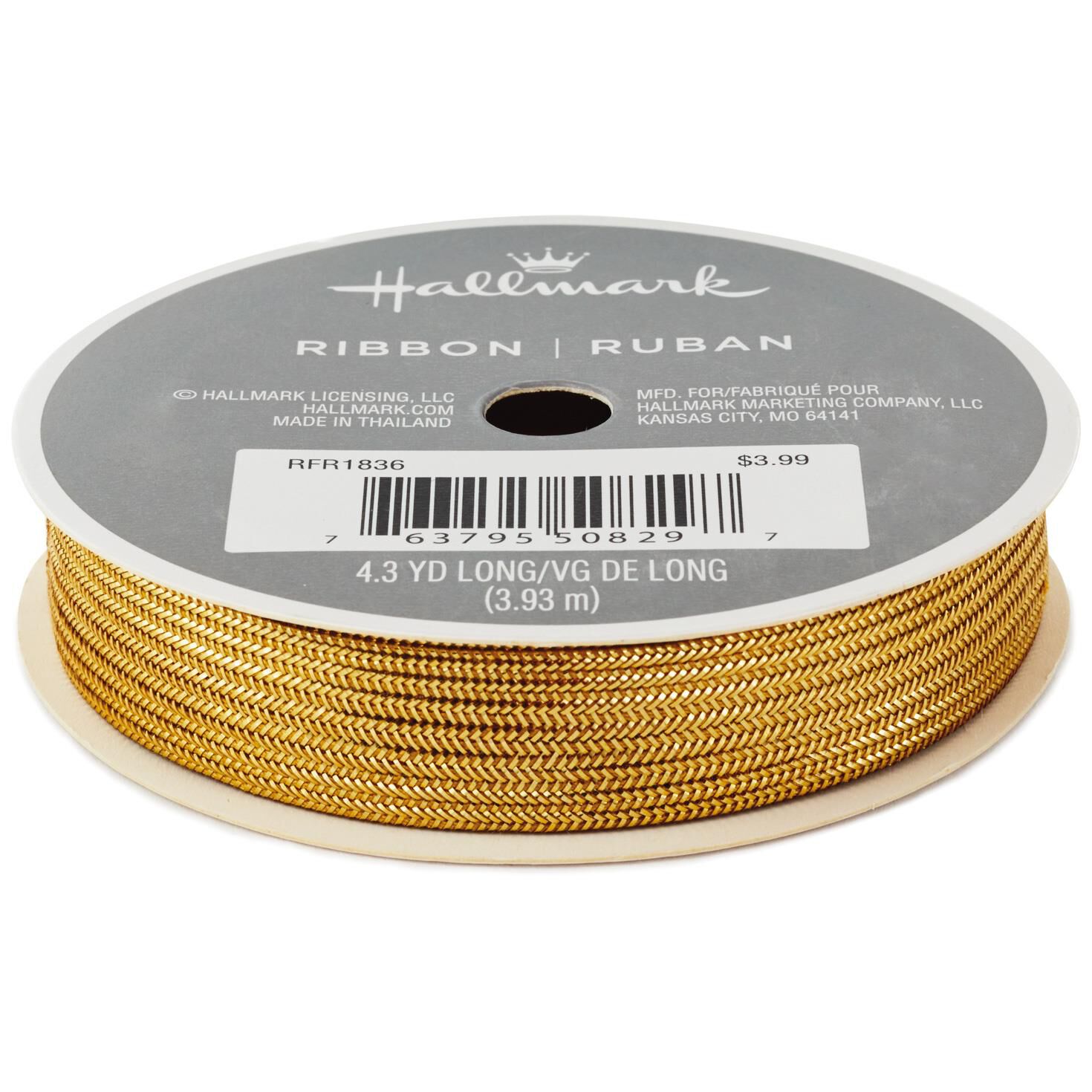 Gold Ribbed 5/8" Ribbon, 12.9' - Bows & Ribbons - Hallmark