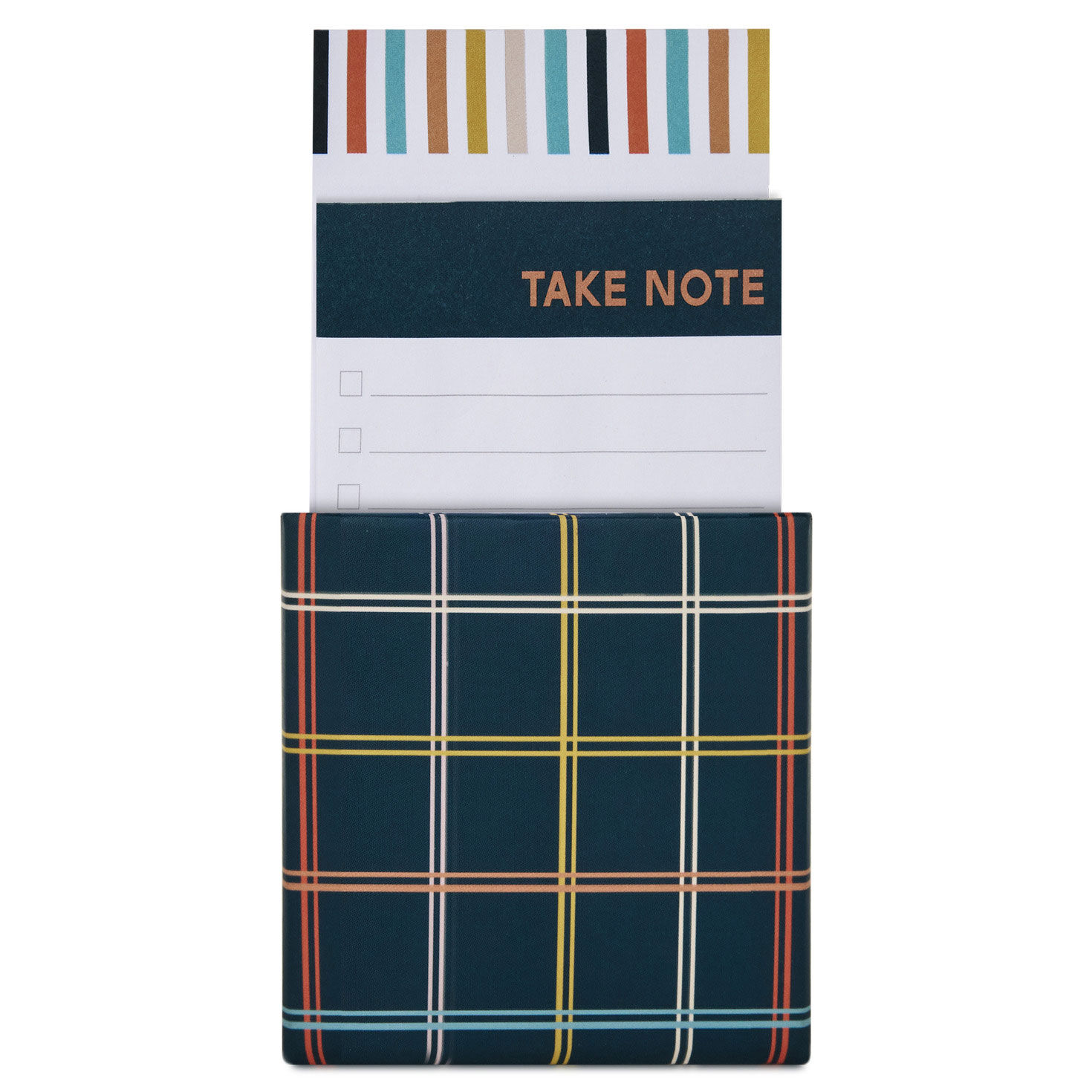 Tailored Plaid Memo Pads in Desk Caddy, Set of 2 - Office Supplies ...
