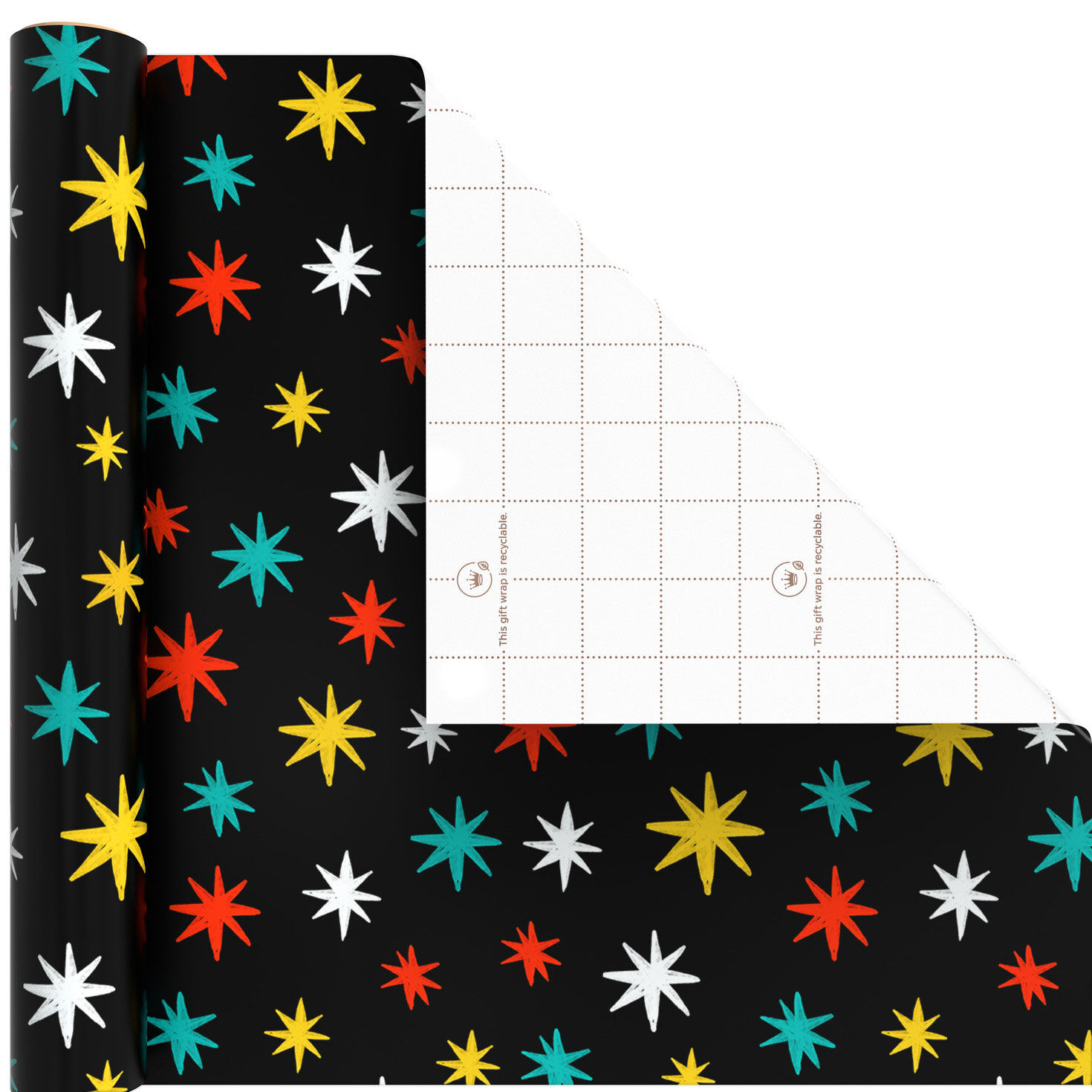 Colorful Shapes 3-Pack Assorted Wrapping Paper Mini Roll Bundle, 45 sq ...