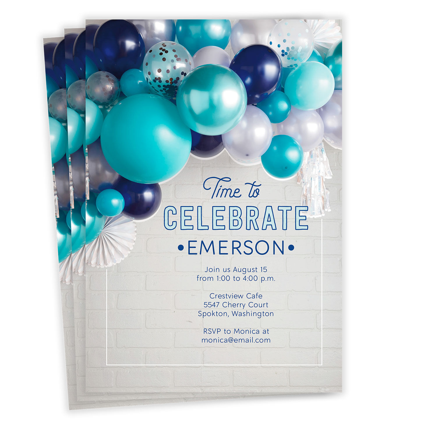 Blue Balloons Time to Celebrate Party Invitation - Invitations | Hallmark