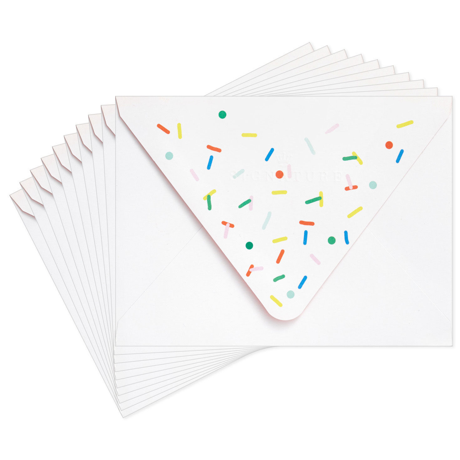 Confetti on White Designed Envelopes, Pack of 10 - Note Cards ...