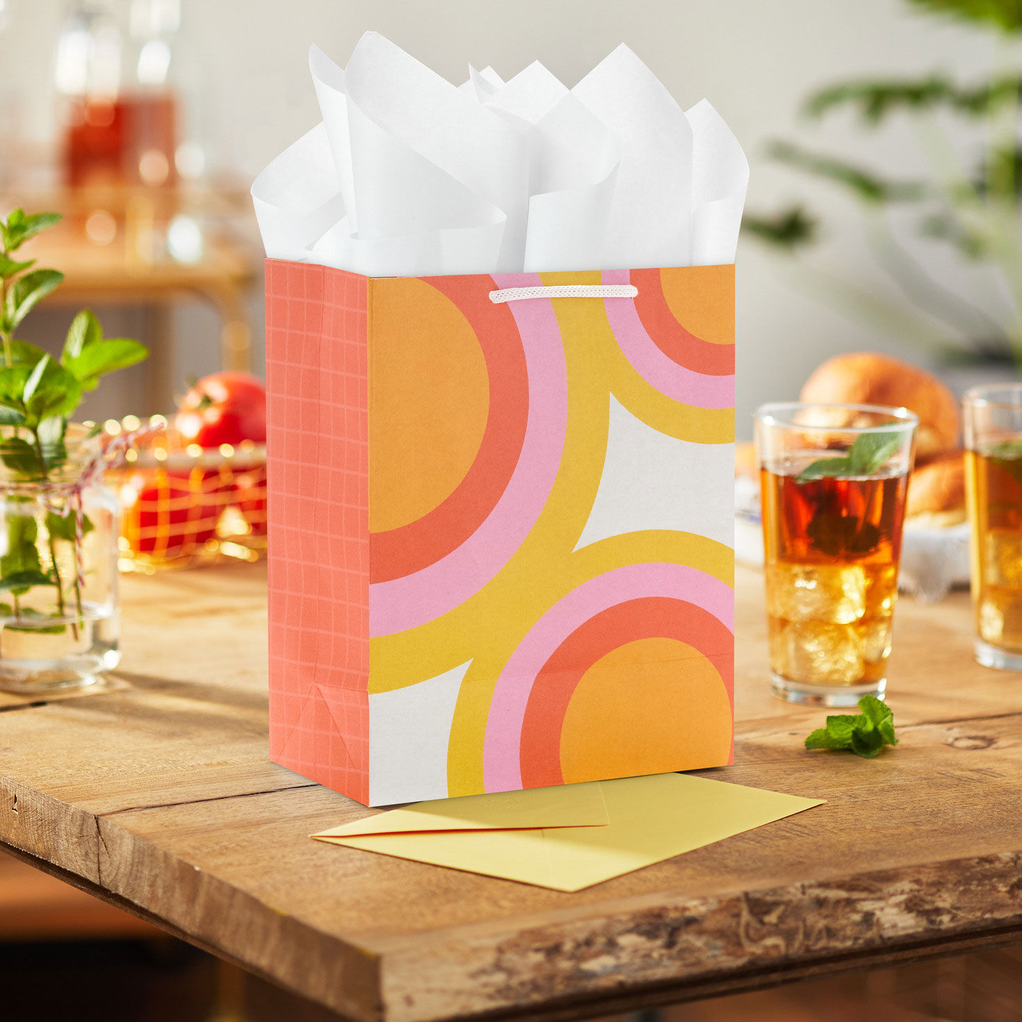 9.6" Warm Concentric Circles Medium Gift Bag - Gift Bags | Hallmark