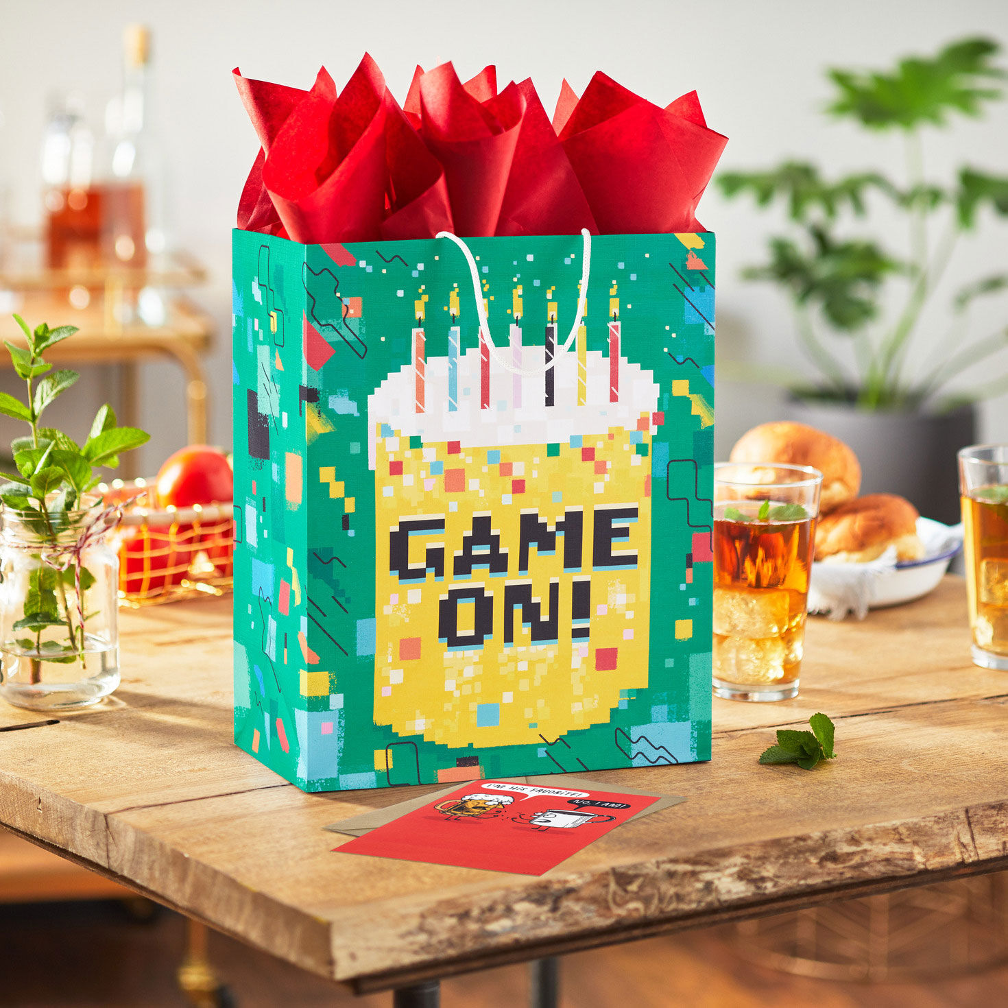 13" Game On! Pixelated Cake Large Birthday Gift Bag - Gift Bags | Hallmark