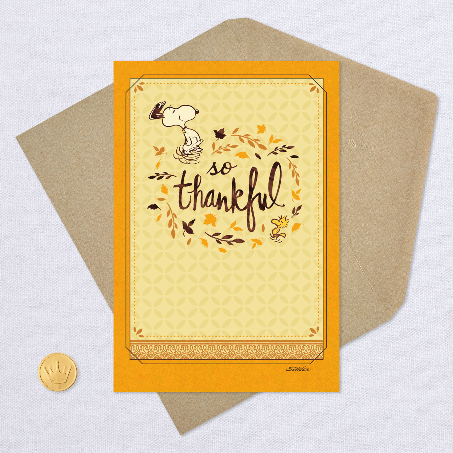 Hallmark Peanuts® Snoopy and Woodstock So Thankful Thanksgiving Card ...