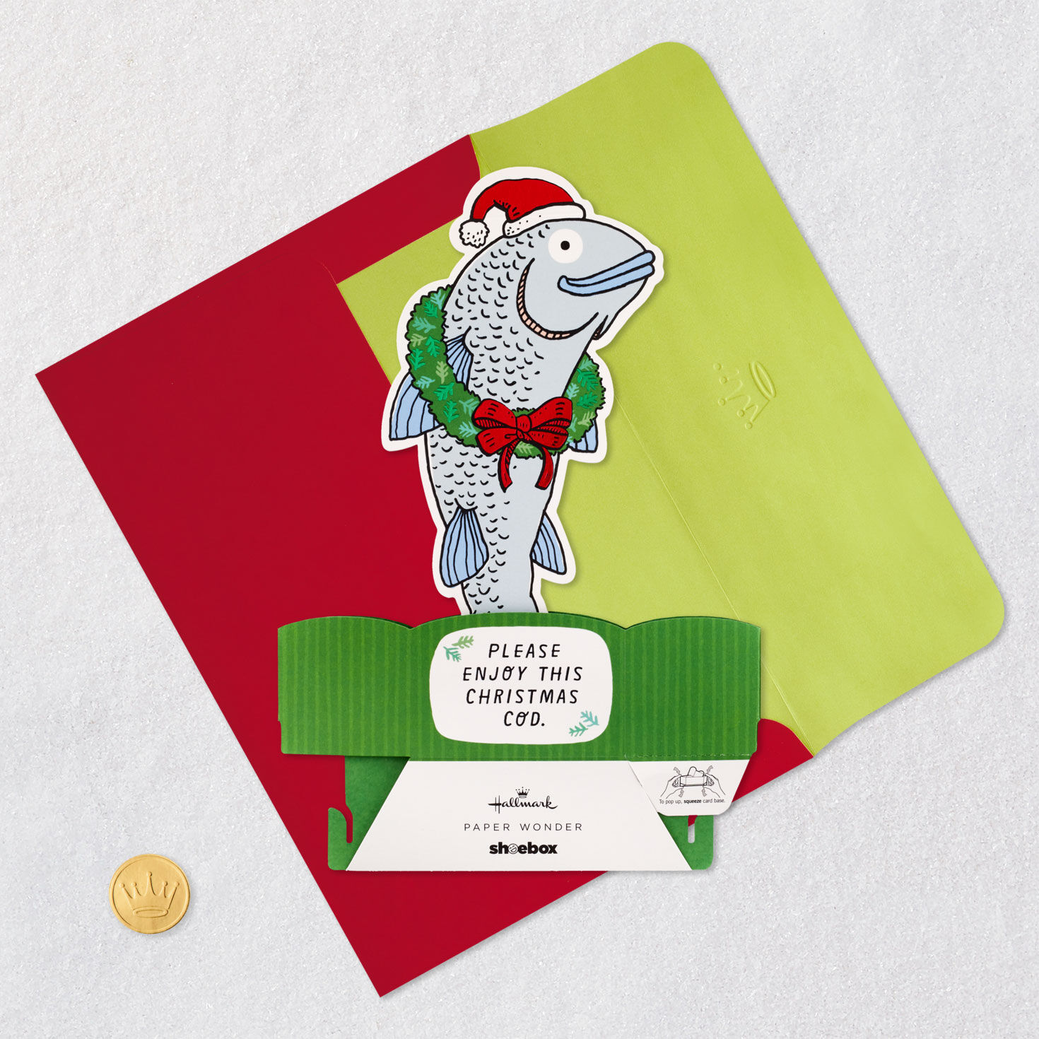 Christmas Cod Fish Pun Funny 3D Pop-Up Christmas Card - Greeting Cards ...