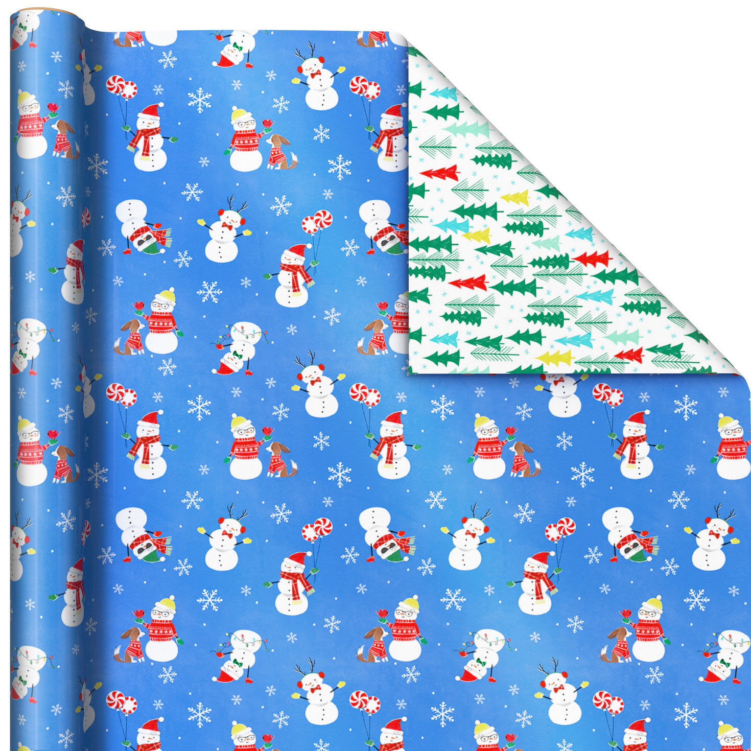 Santa and Friends 3-Pack Reversible Christmas Wrapping Paper, 120 sq ...