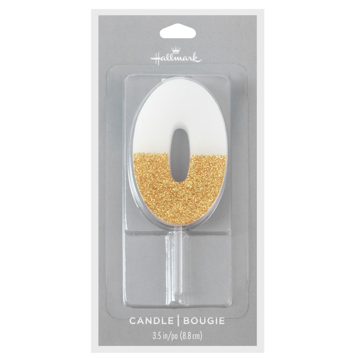 "0" Birthday Candle in White With Gold Glitter - Cake Toppers & Candles ...