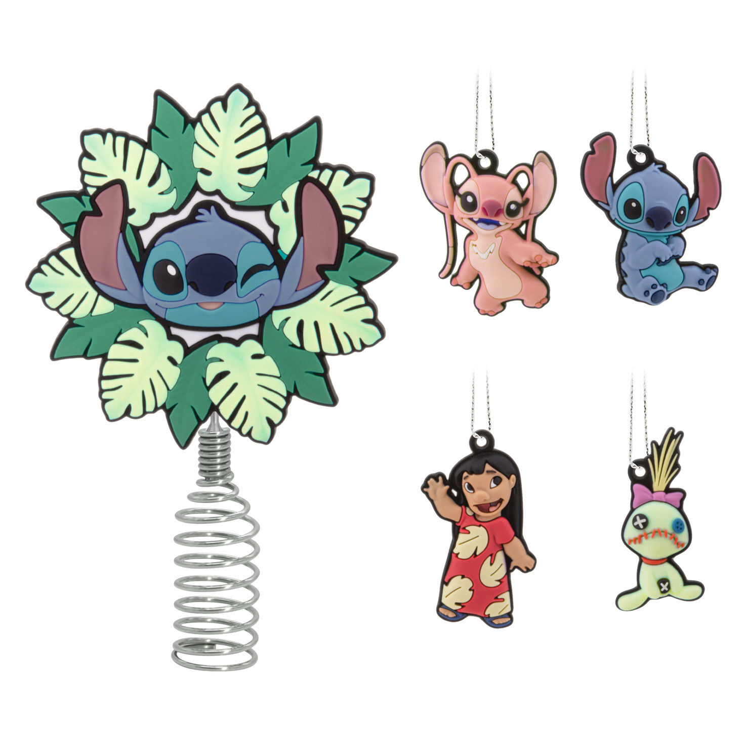Mini Disney Lilo & Stitch Hallmark Tree Topper and Ornaments, Set of 5 ...