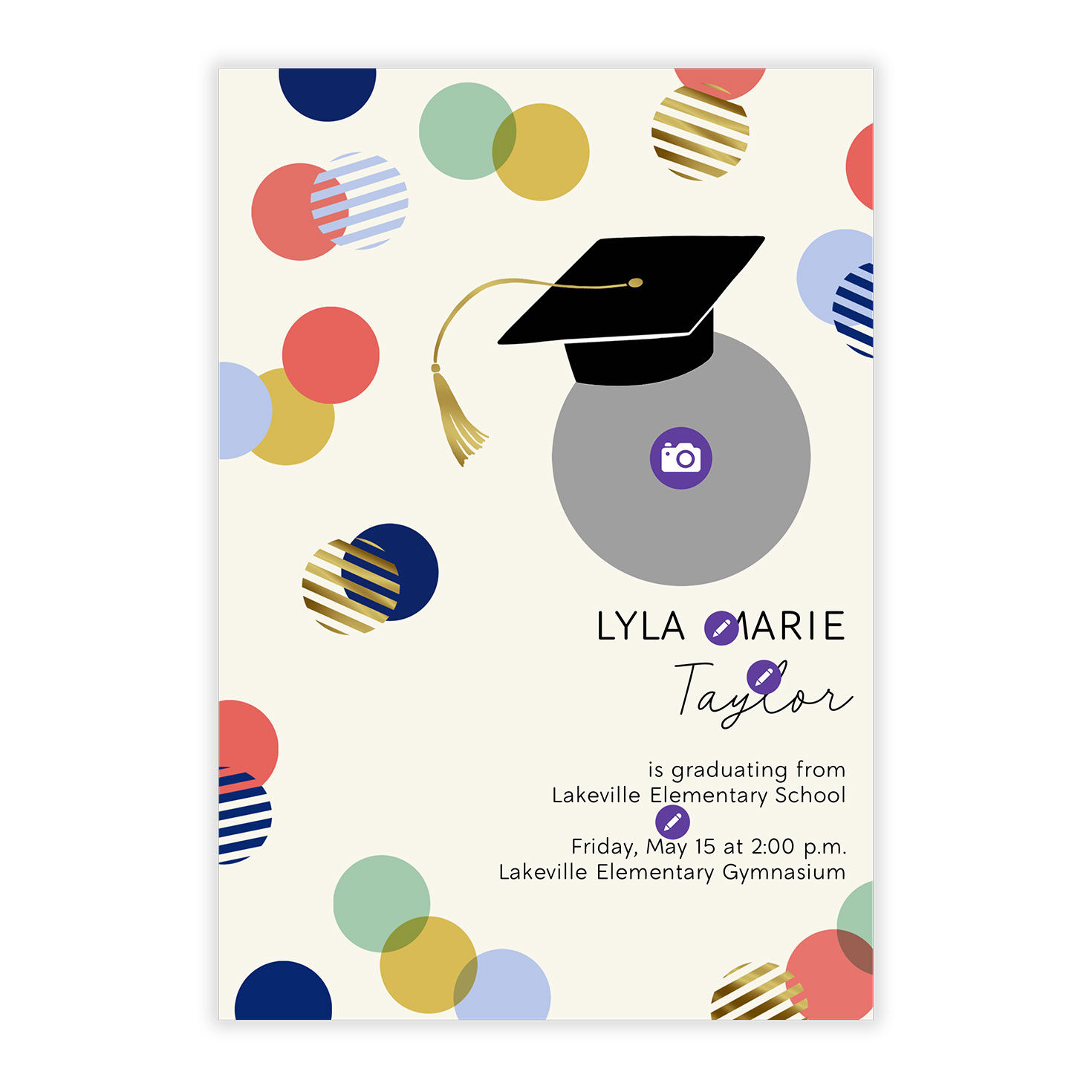 Colorful Dots and Grad Hat Graduation Invitation - Invitations | Hallmark