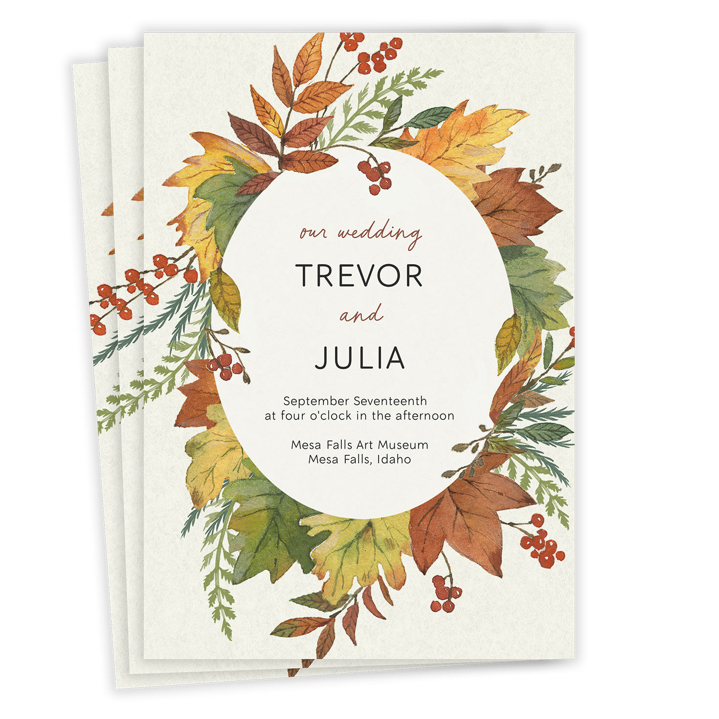 Autumn Leaves Wreath Flat Wedding Invitation - Invitations | Hallmark
