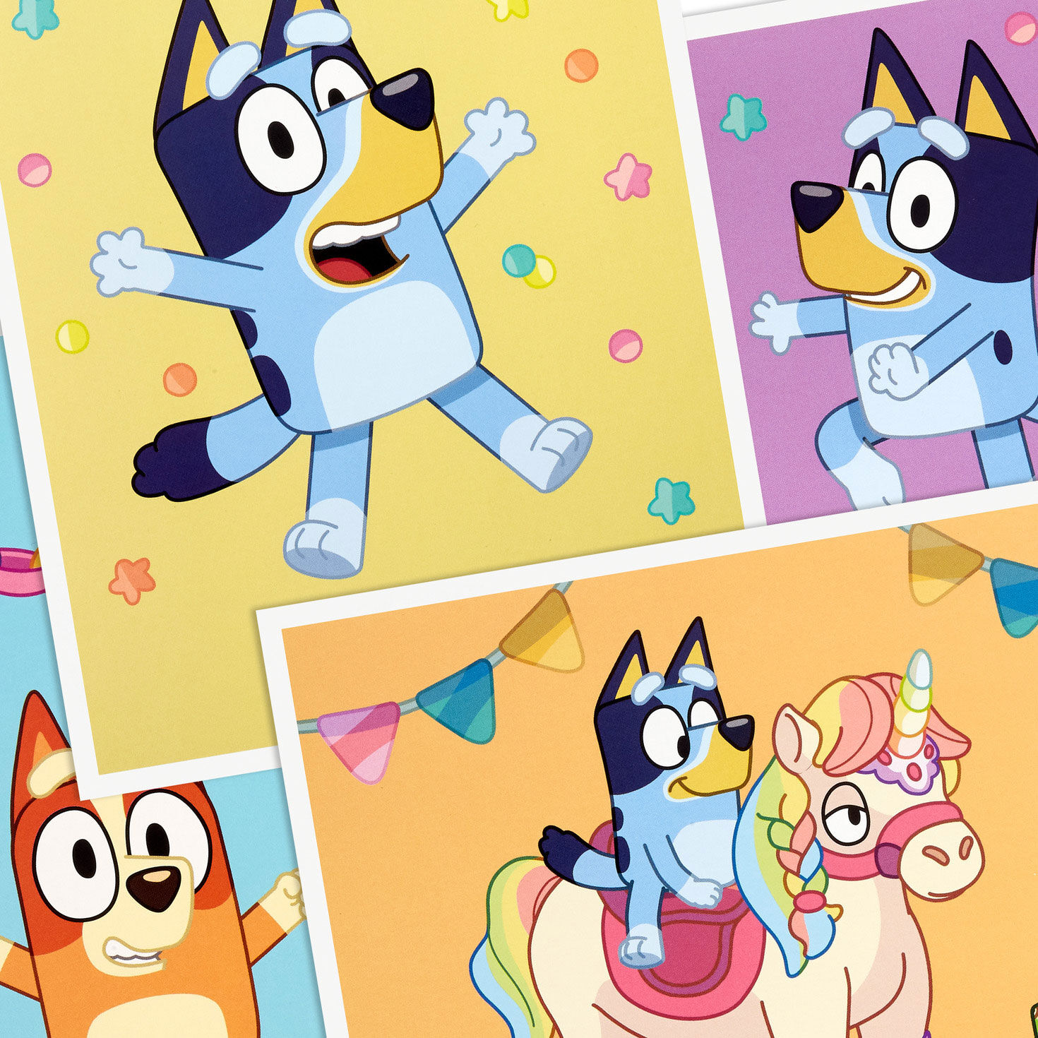 Bluey and Bingo Party Fun Assorted Birthday Cards for Kids, Pack of 16 ...
