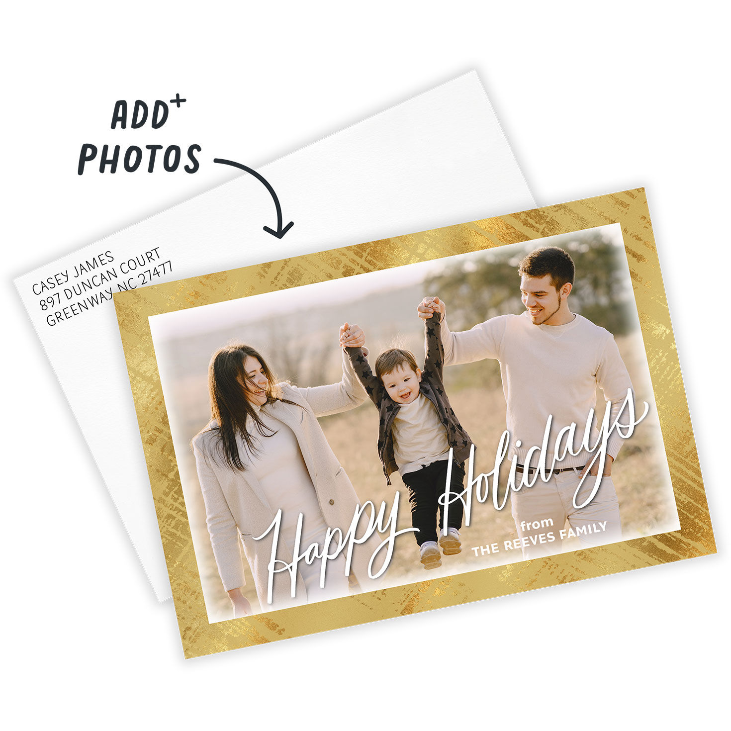 Frosted Gold Frame Flat Holiday Photo Card - Photo Cards | Hallmark