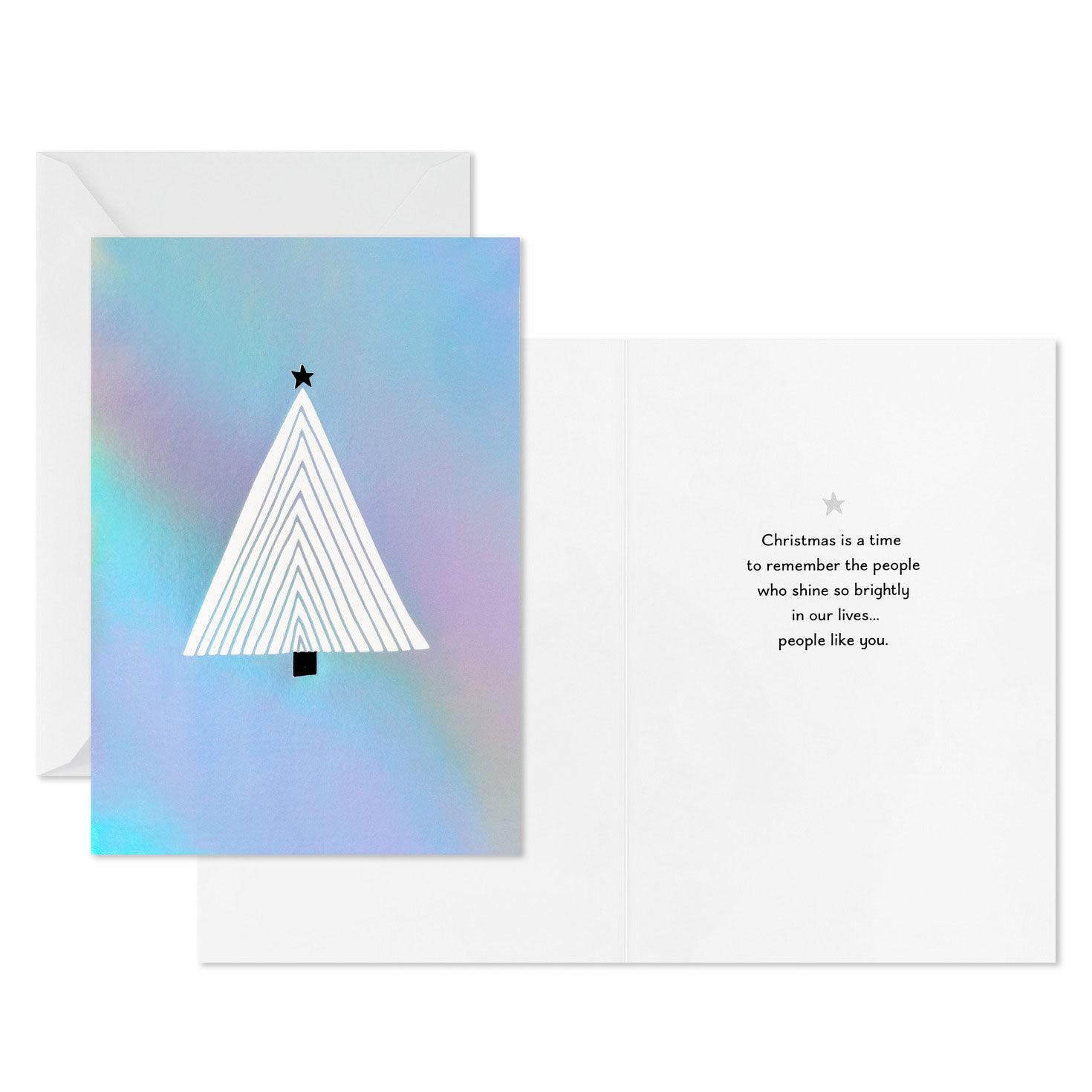 Geometric Tree on Silver Foil Boxed Christmas Cards, Pack of 16 - Boxed ...
