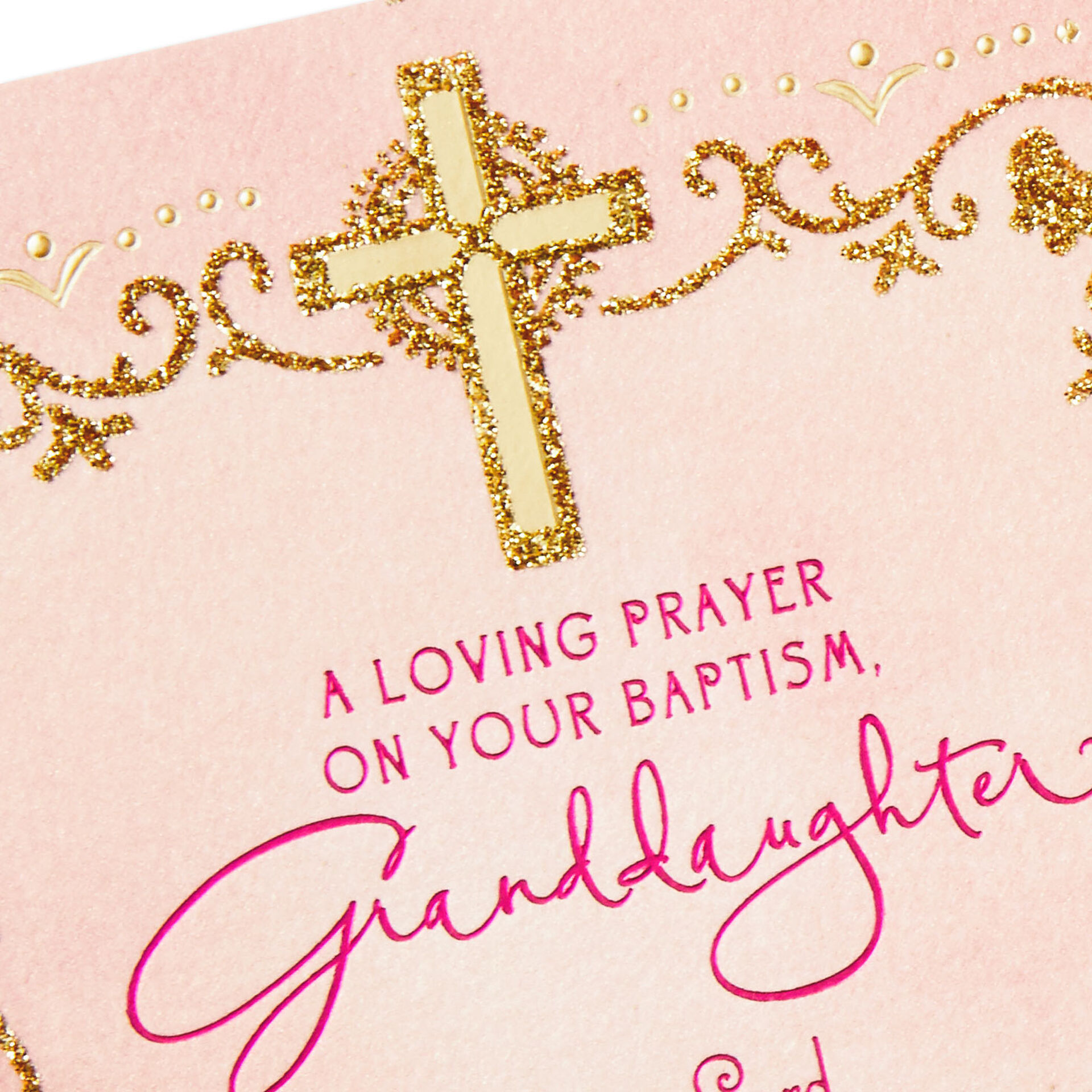 Pink Cross Baptism Card for Granddaughter - Greeting Cards - Hallmark