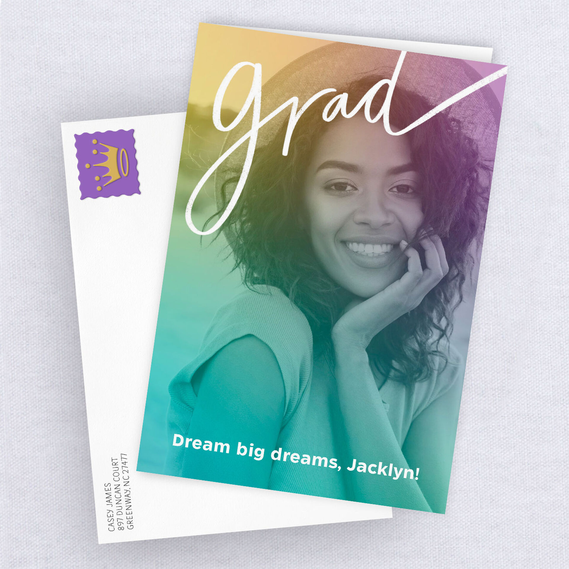 Personalized Rainbow Ombré Graduation Photo Card - Greeting Cards ...