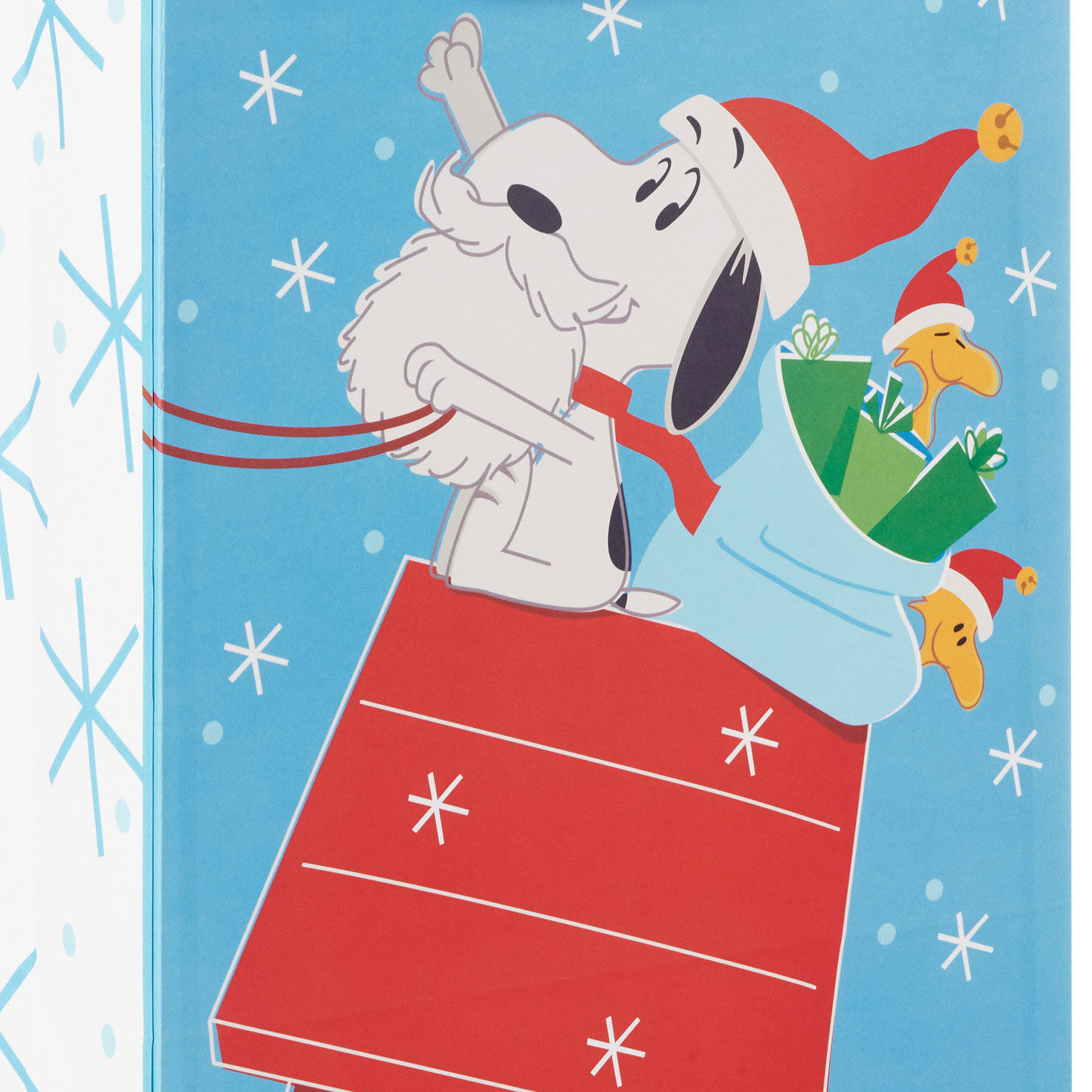 13" Peanuts® Santa Snoopy on Dog House Sleigh Large Christmas Gift Bag - Gift Bags | Hallmark
