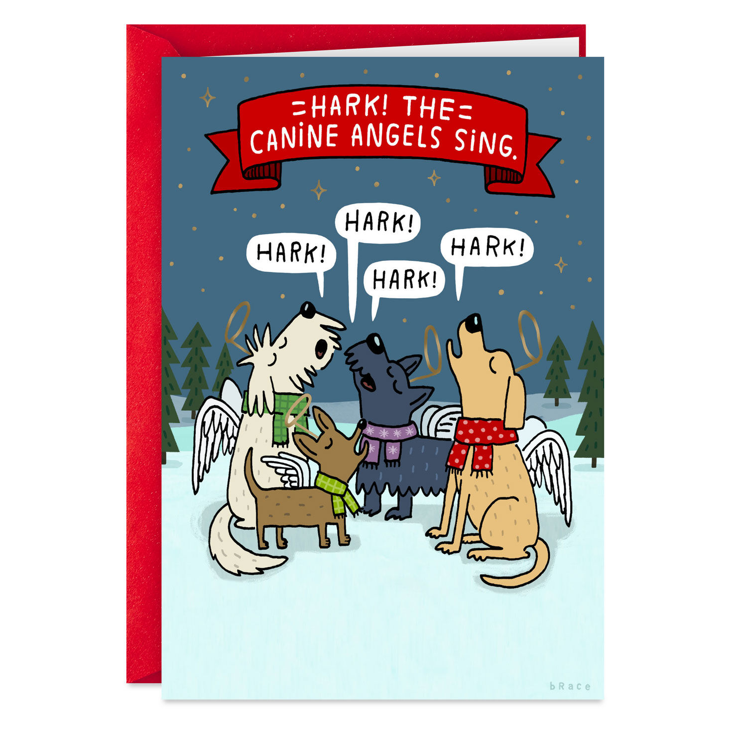 Hark, the Canine Angels Sing Funny Christmas Card - Greeting Cards ...