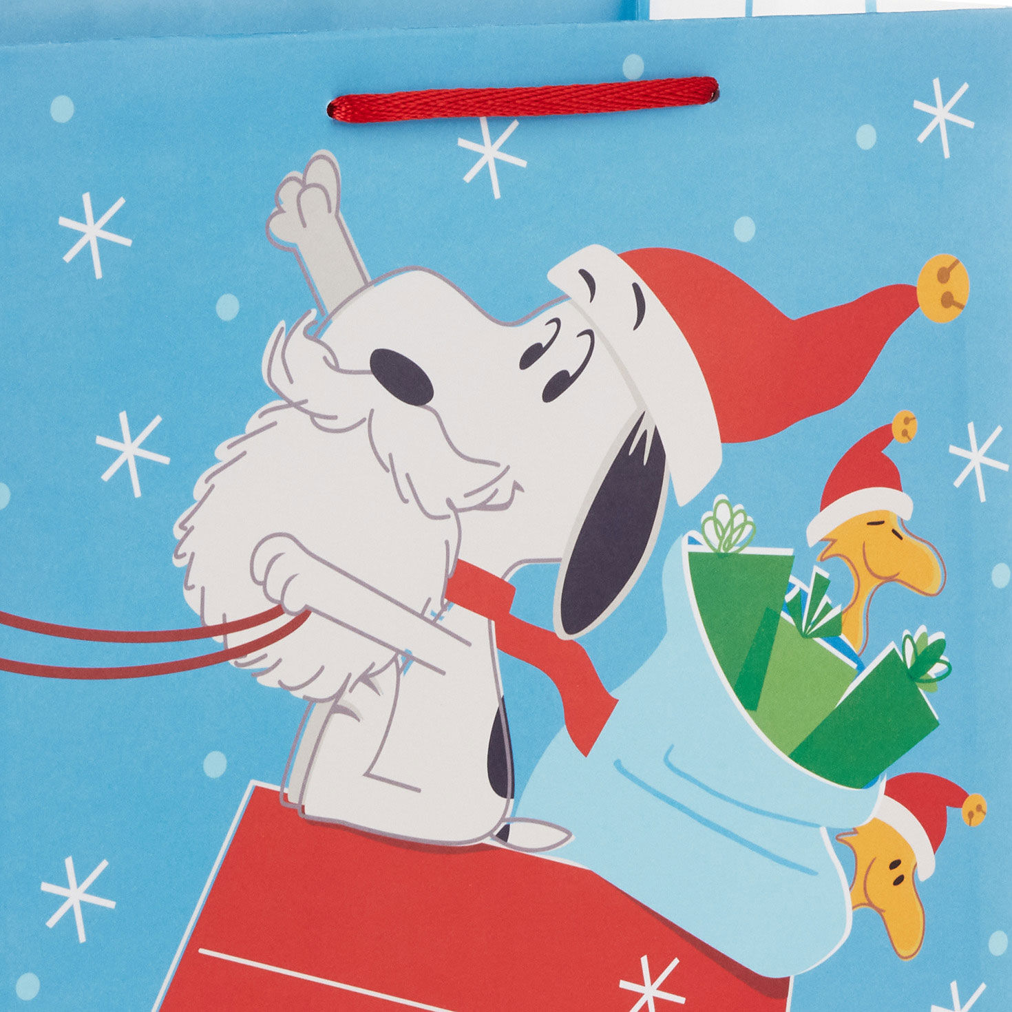 13" Peanuts® Santa Snoopy on Dog House Sleigh Large Christmas Gift Bag - Gift Bags | Hallmark