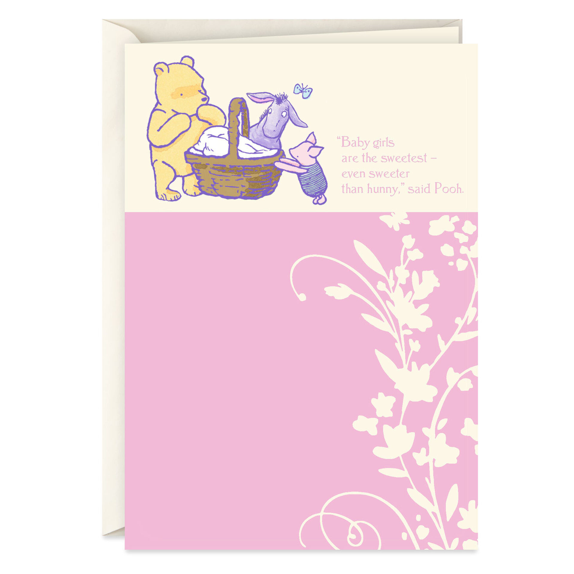 Disney Winnie the Pooh, Piglet and Eeyore New Baby Girl Card - Greeting ...