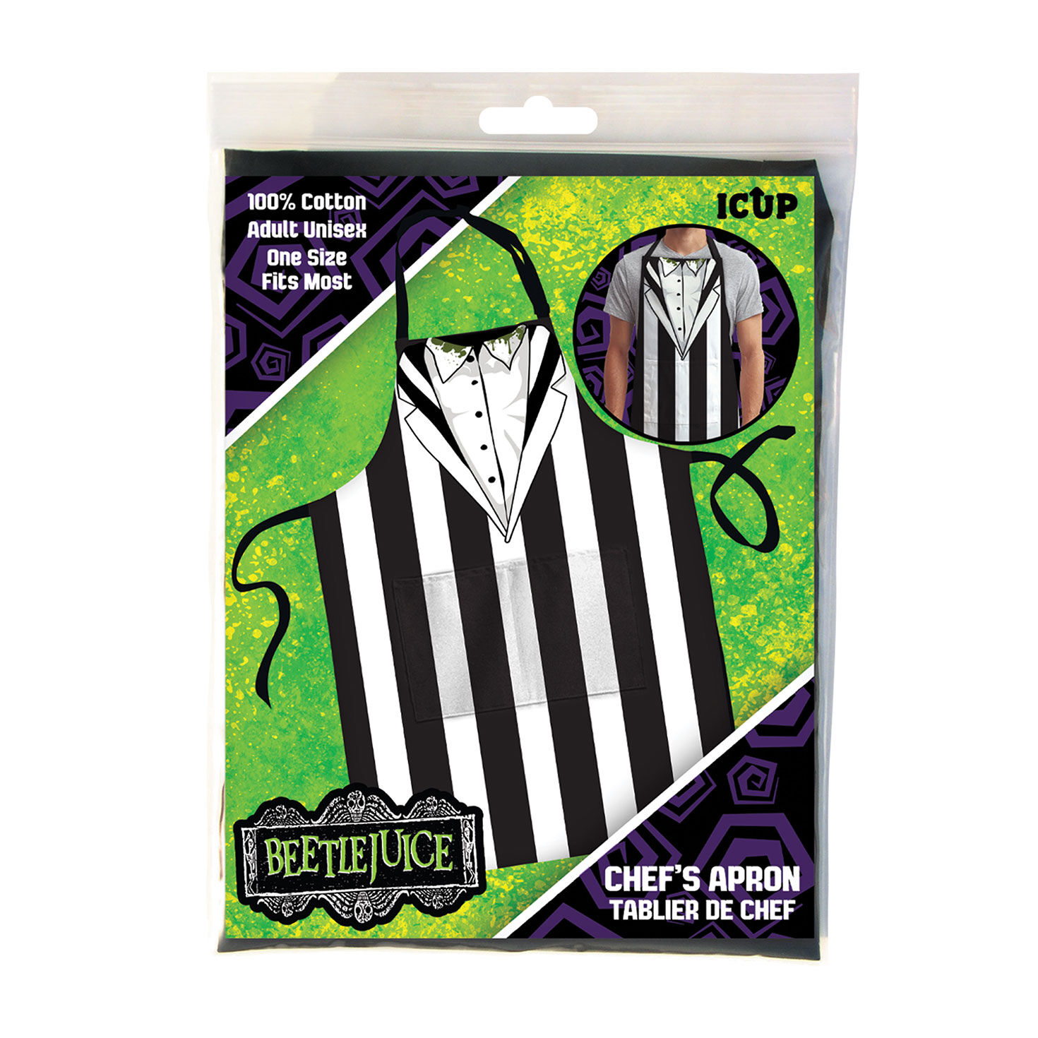 ICUP Beetlejuice Black and White Striped Cotton Chef Apron - Kitchen ...