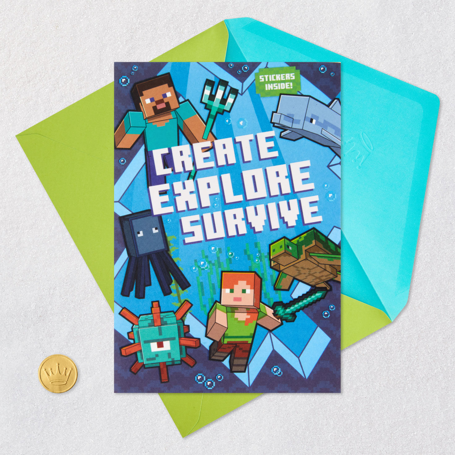 Minecraft Build a World of Adventure Birthday Card With Stickers ...