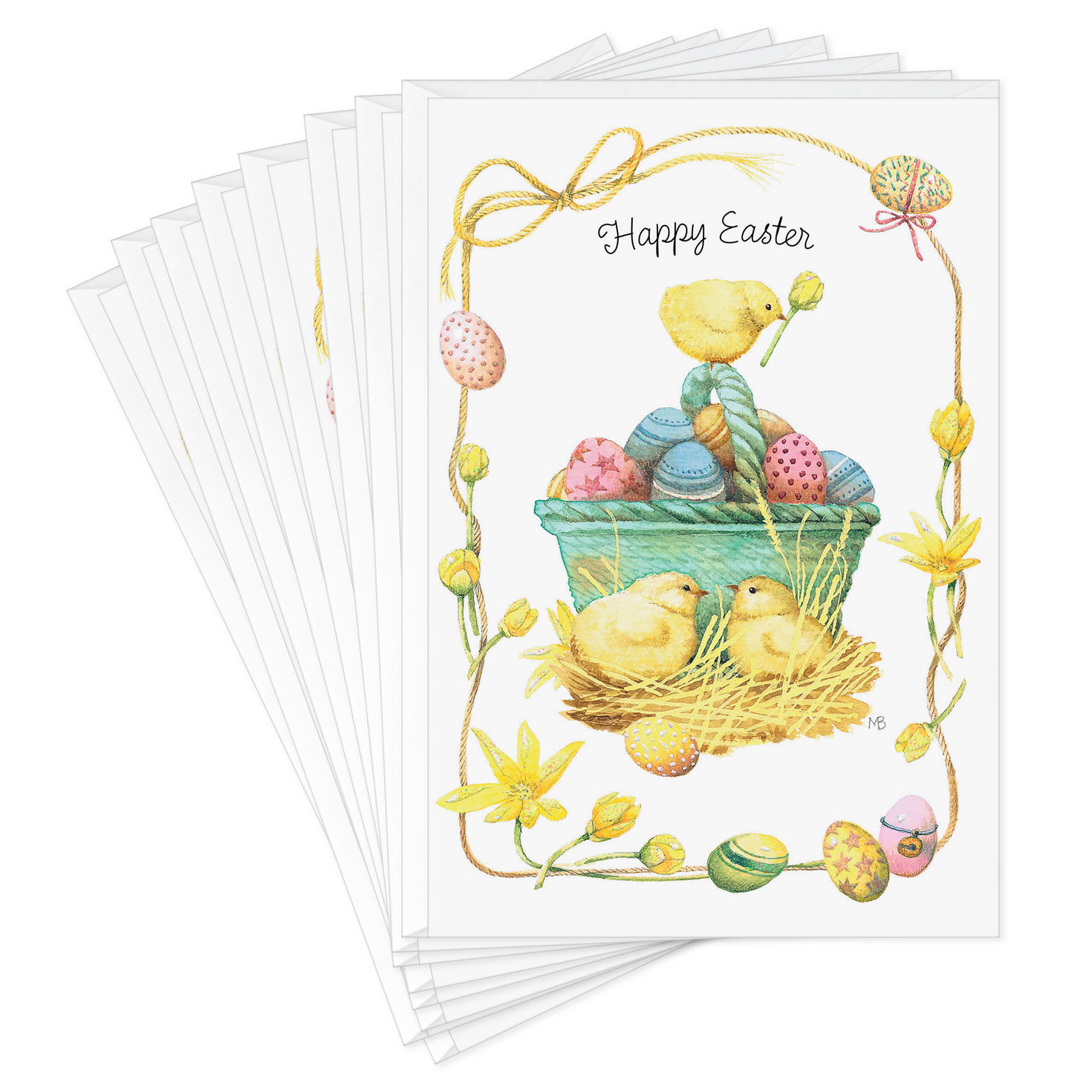 Nostalgic Chicks And Basket of Eggs Easter Cards, Pack of 8 - Boxed ...