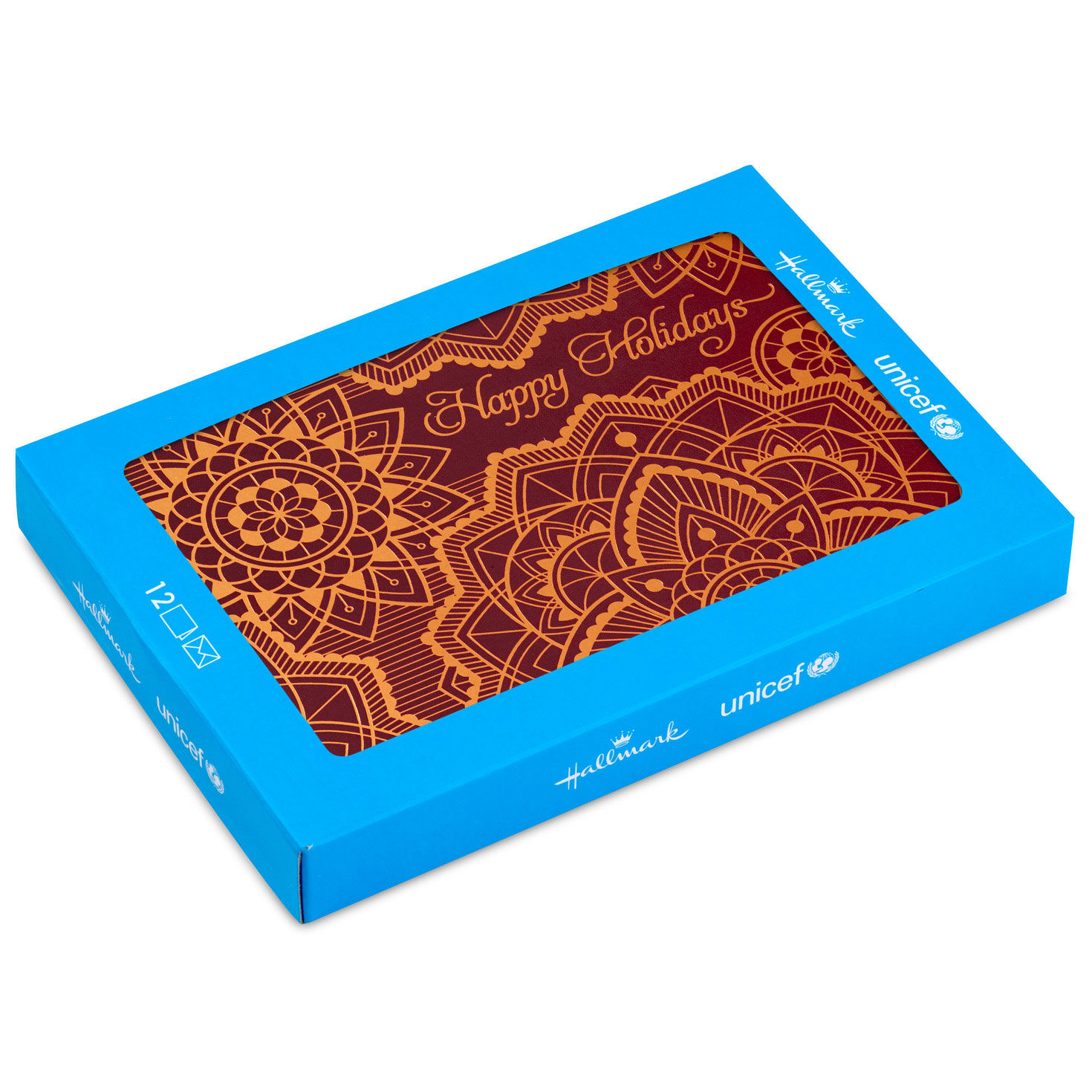 UNICEF Copper Lace on Burgundy Boxed Christmas Cards, Pack of 12 ...