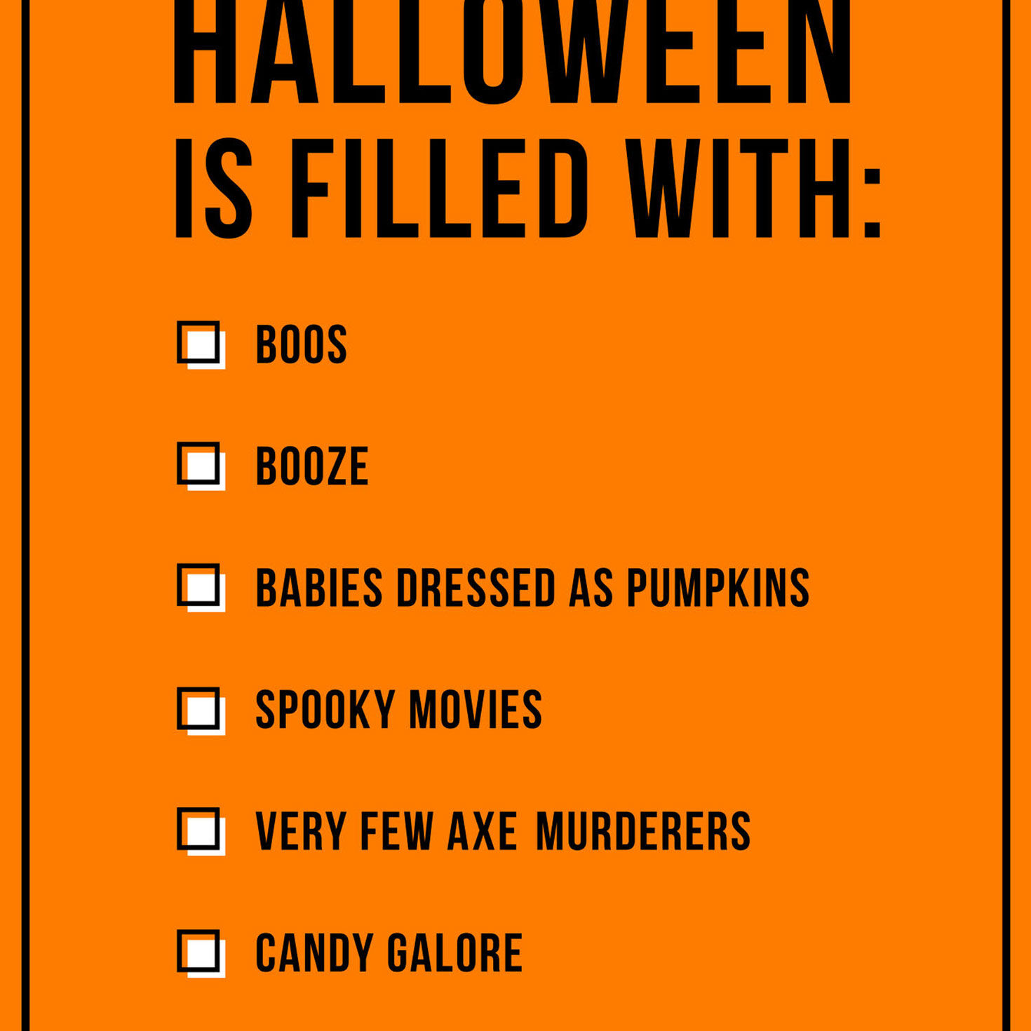 Boos and Booze Holiday Checklist Funny Halloween Card - Greeting Cards ...