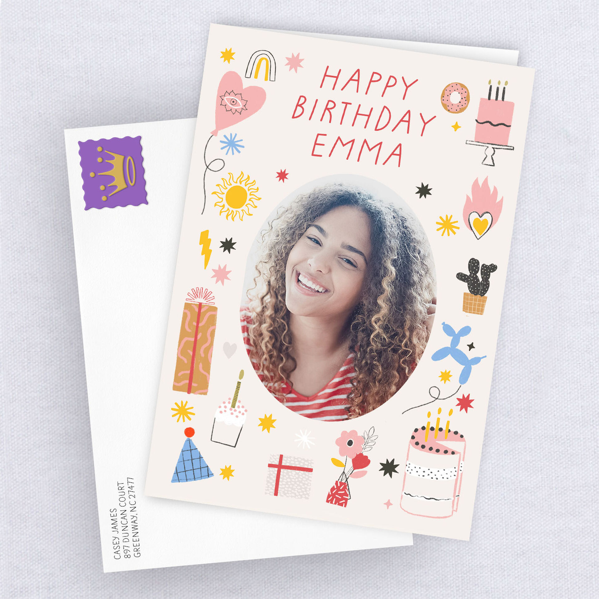 Personalized Party Icons Birthday Photo Card - Greeting Cards - Hallmark