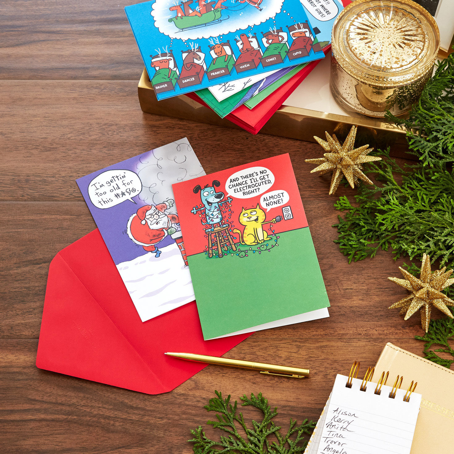 Merry Mischief Funny Assorted Christmas Cards, Pack of 24 - Boxed Cards ...