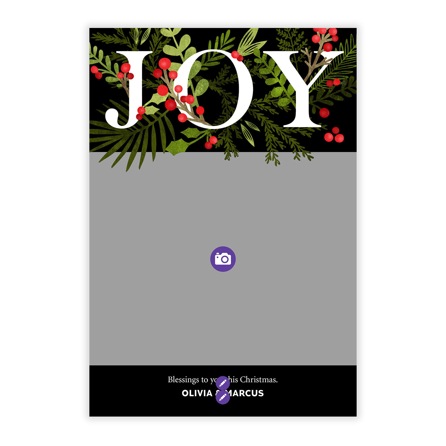 Joy Festive Wreath Flat Christmas Photo Card - Photo Cards | Hallmark