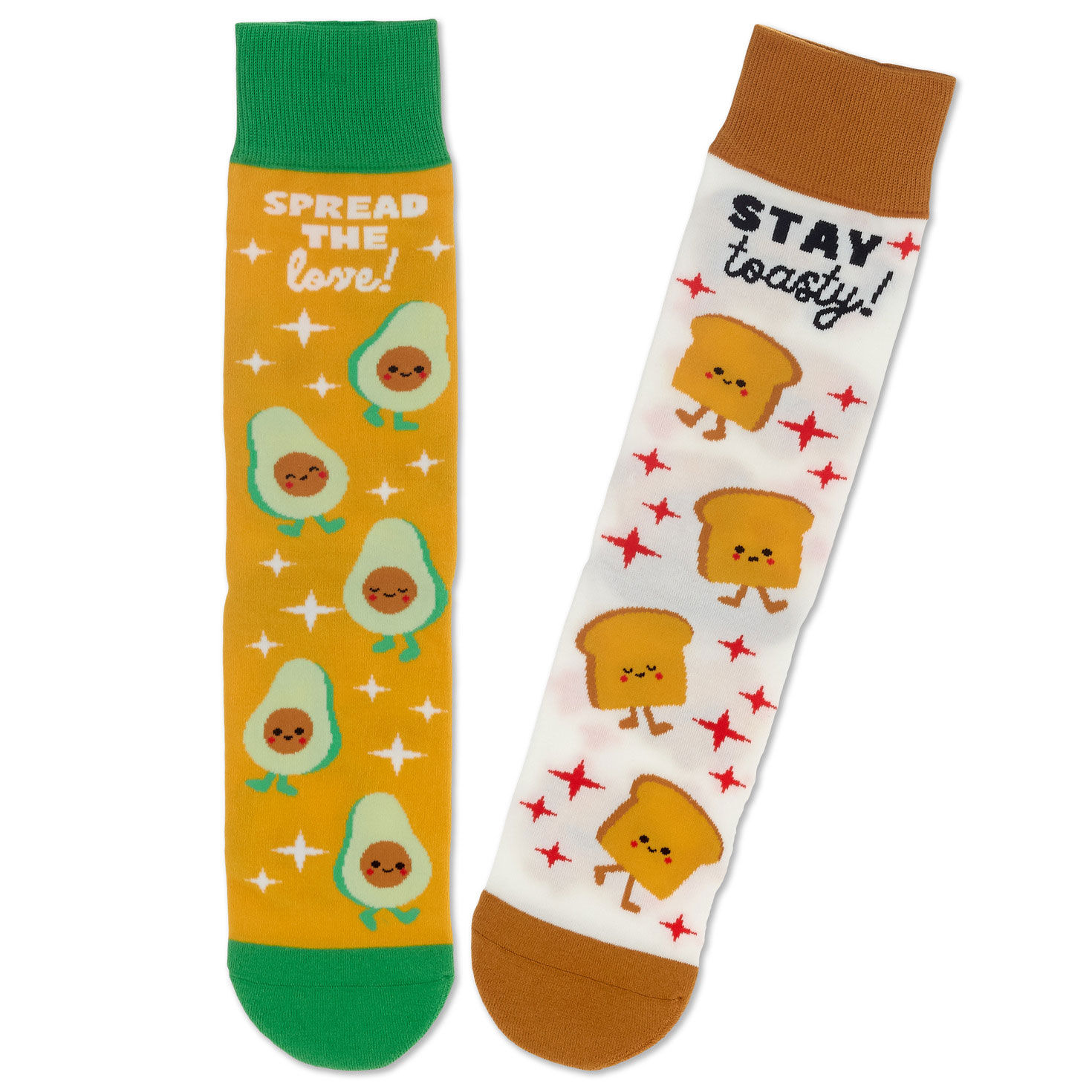 Better Together Avocado and Toast Funny Crew Socks - Socks & Slippers ...