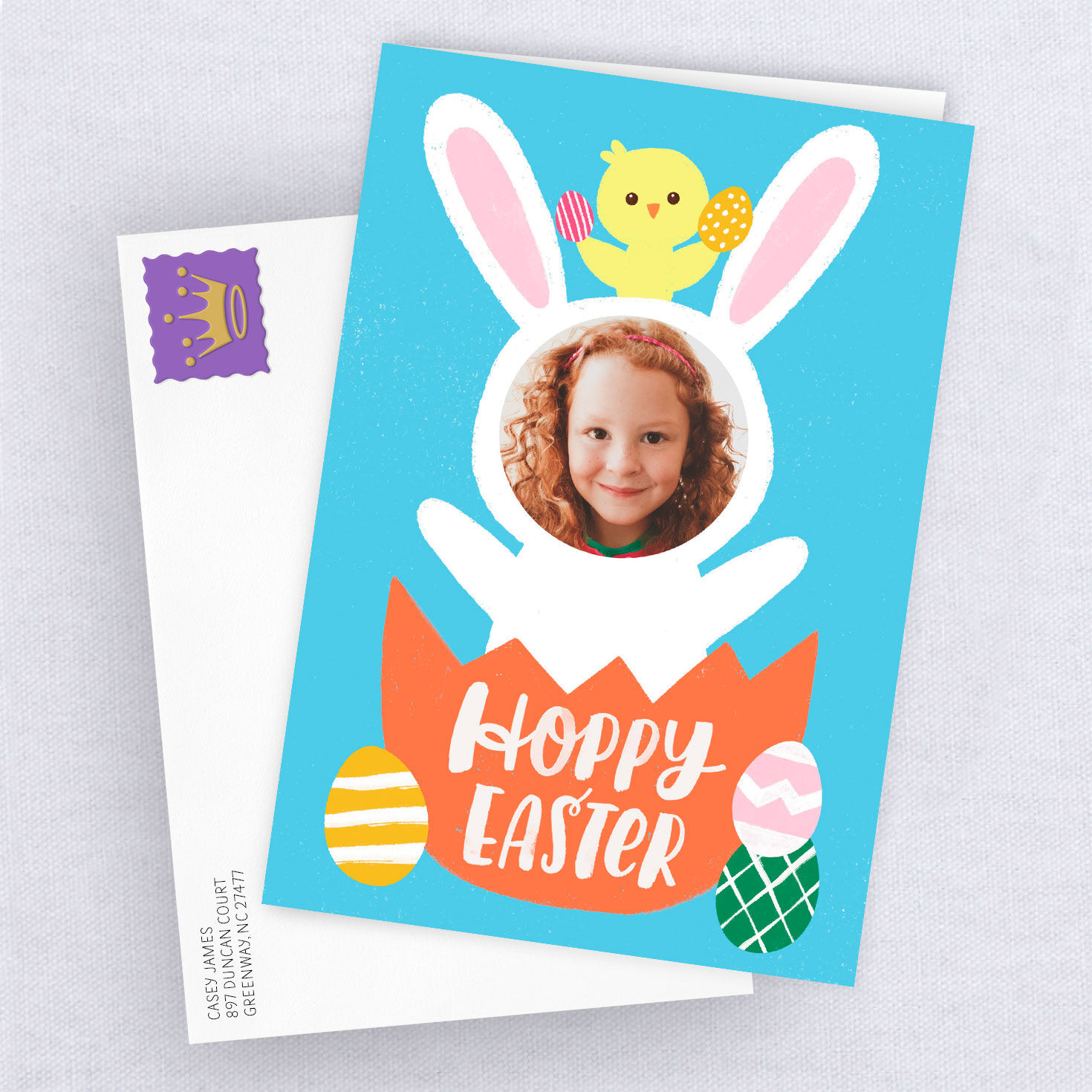 Personalized Bunny Face Hoppy Easter Photo Card - Greeting Cards | Hallmark