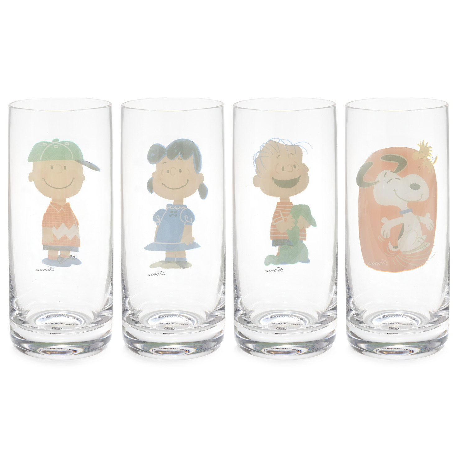 Peanuts® Snoopy and Friends Tall Drinking Glasses, Set of 4 - Glassware ...