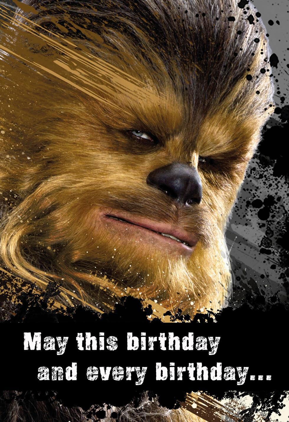 Star Wars™ Chewbacca™ Good Hair Day Birthday Sound Card - Greeting ...