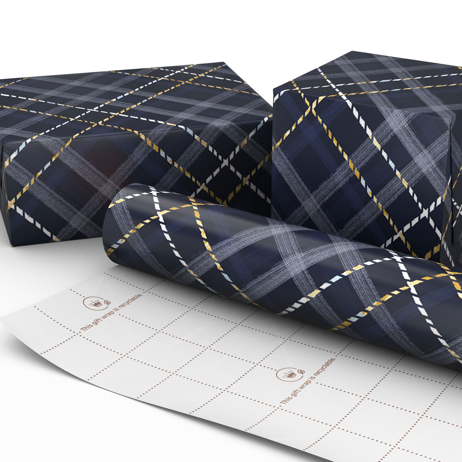 Woven Plaid on Navy Wrapping Paper Roll, 35 sq. ft. - Wrapping Paper ...