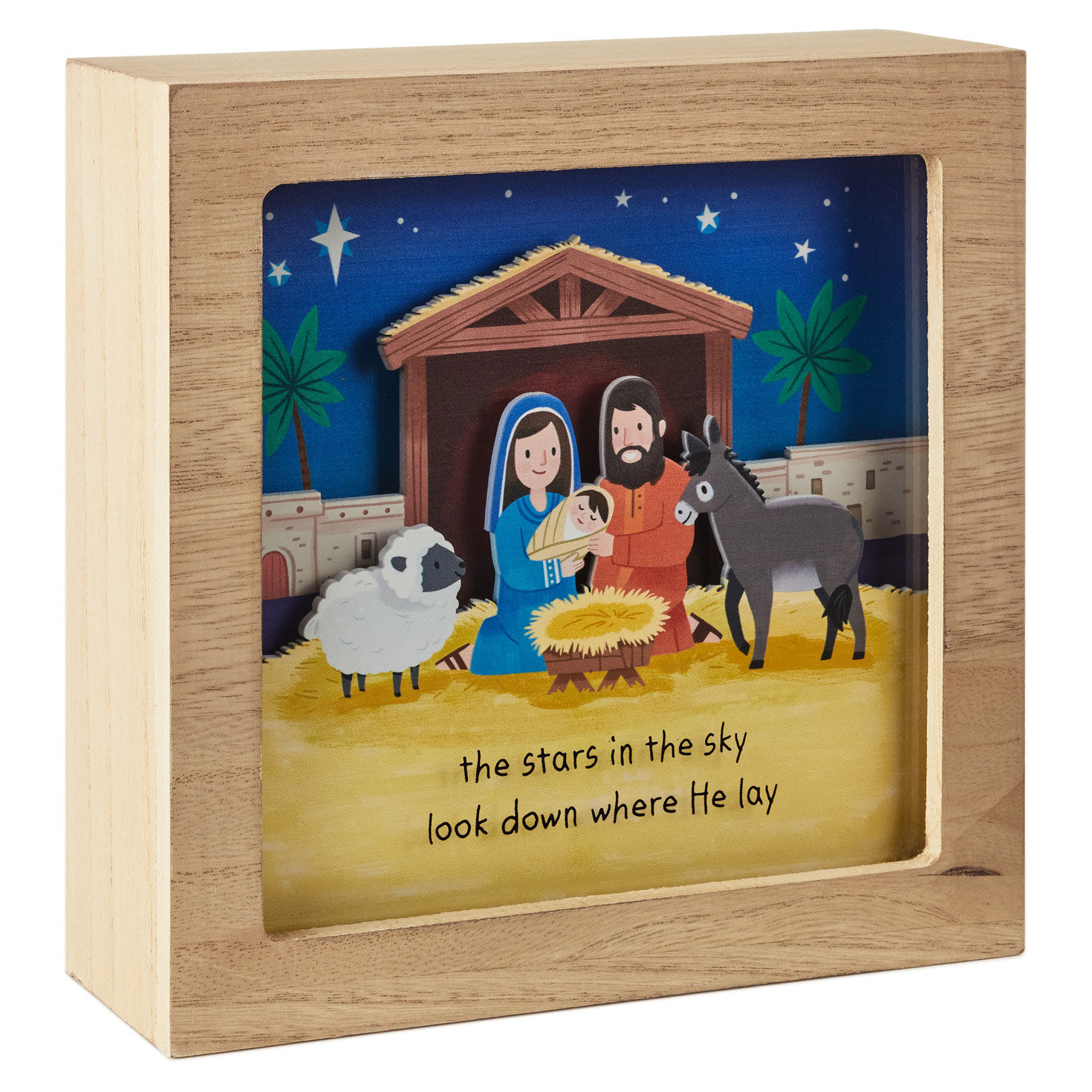 Manger Scene Musical Shadow Box With Light, 7x7 - Plaques & Signs ...