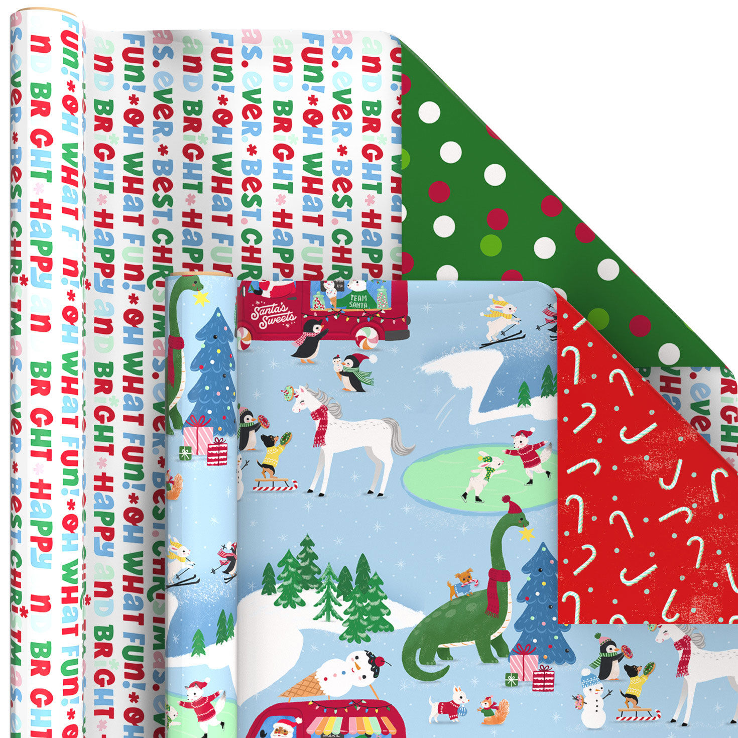 Oh So Merry 6-Pack Assorted Christmas Reversible Wrapping Paper Roll ...