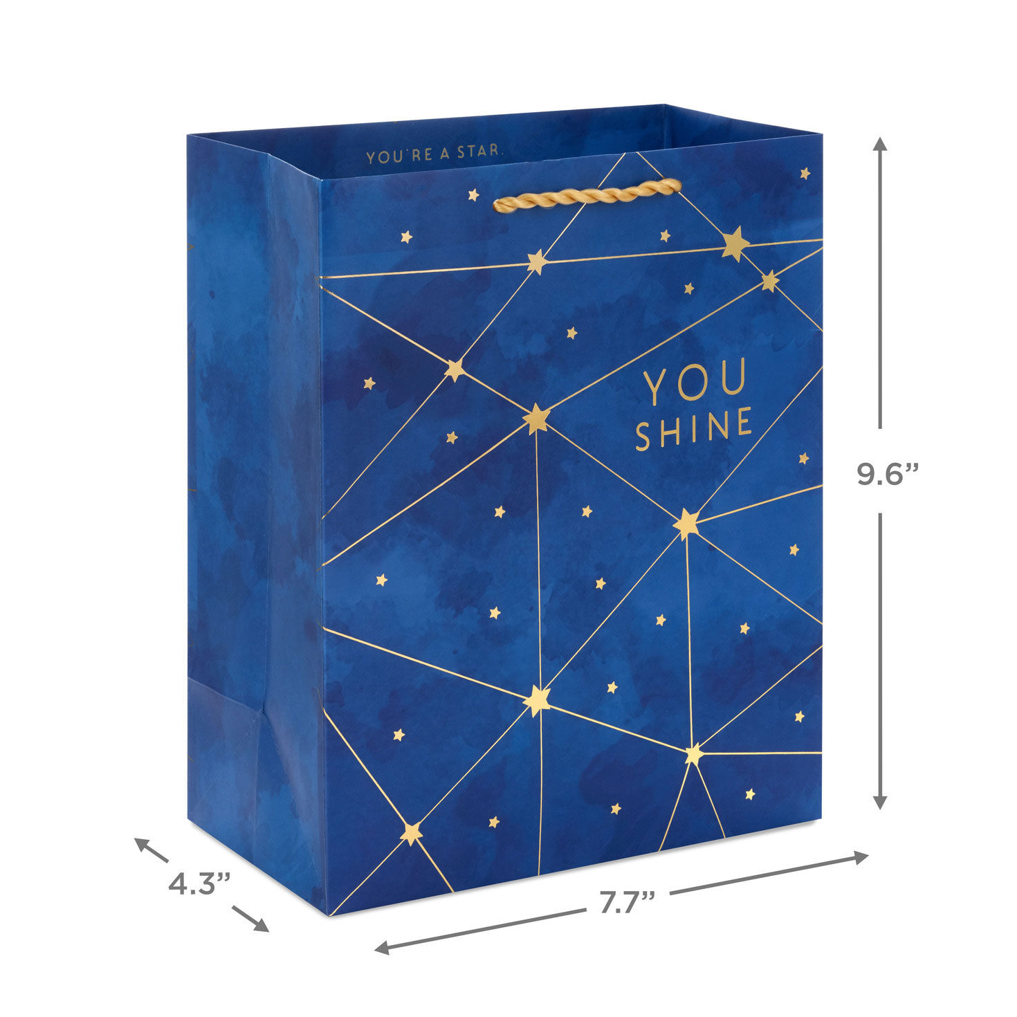 9.6" Gold Stars on Navy You Shine Medium Gift Bag - Gift Bags | Hallmark