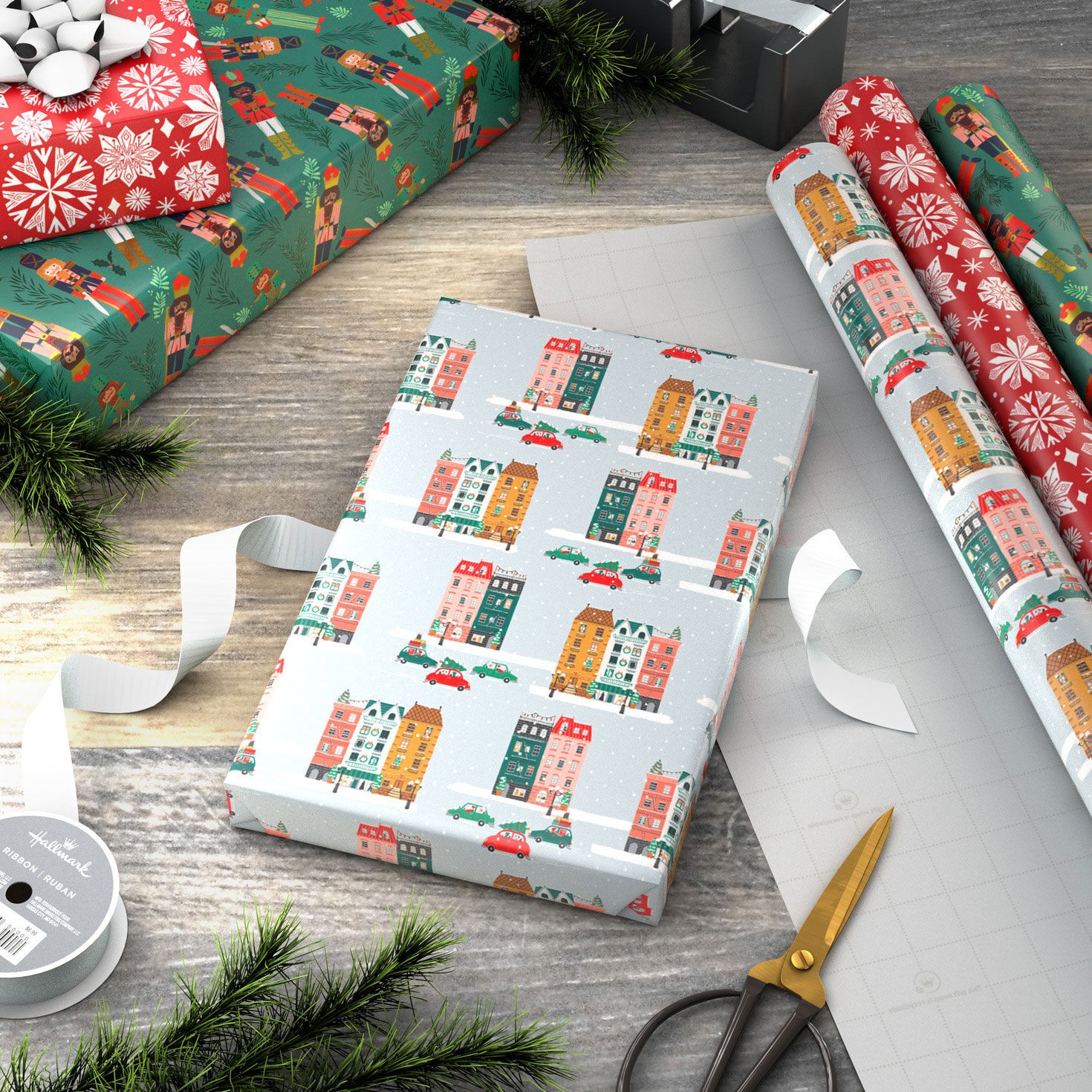 Cozy Traditions 3-Pack Christmas Wrapping Paper - Wrapping Paper | Hallmark