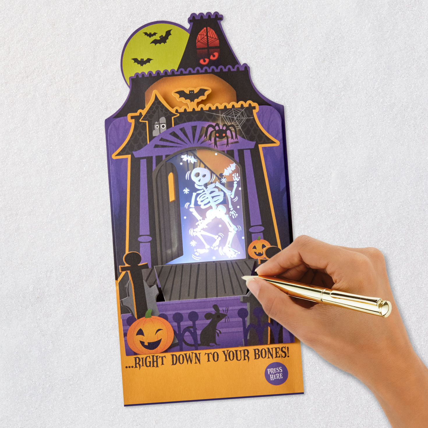 Dancing Skeleton Musical Pop-Up Halloween Card With Light - Greeting Cards | Hallmark