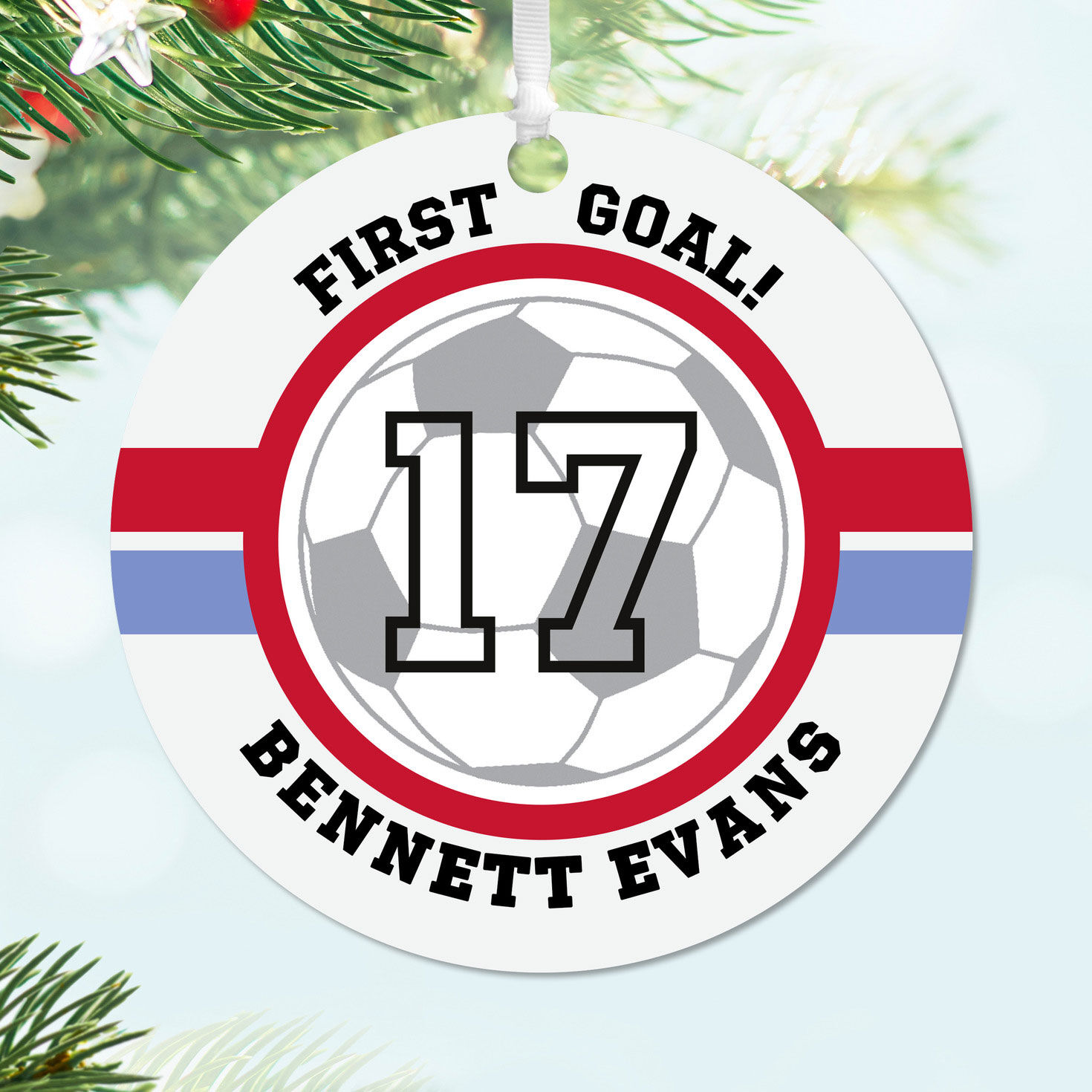Soccer Round Metal Personalized Ornament, Custom Text - Personalized ...