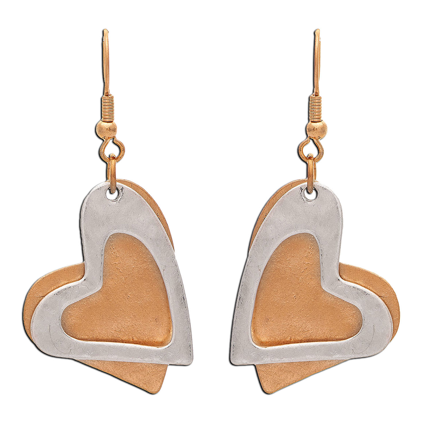 Rain Jewelry Layered Hearts Mixed Metal Drop Earrings - Earrings | Hallmark